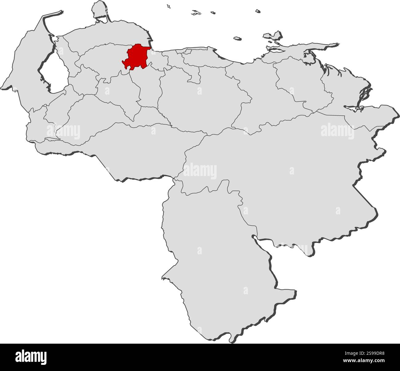 Map of Venezuela with the provinces, Yaracuy is highlighted Stock ...