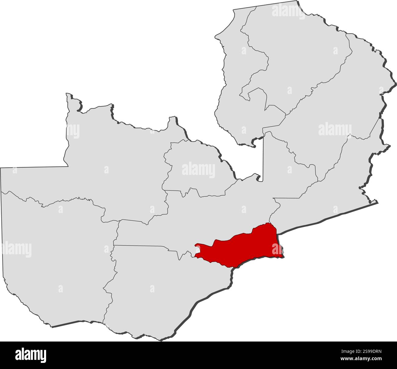 Map of Zambia with the provinces, Lusaka is highlighted Stock Vector ...