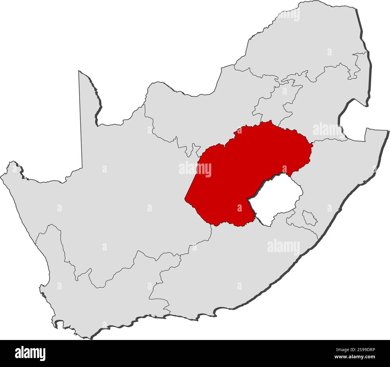Map of South Africa with the provinces, Free State is highlighted Stock ...