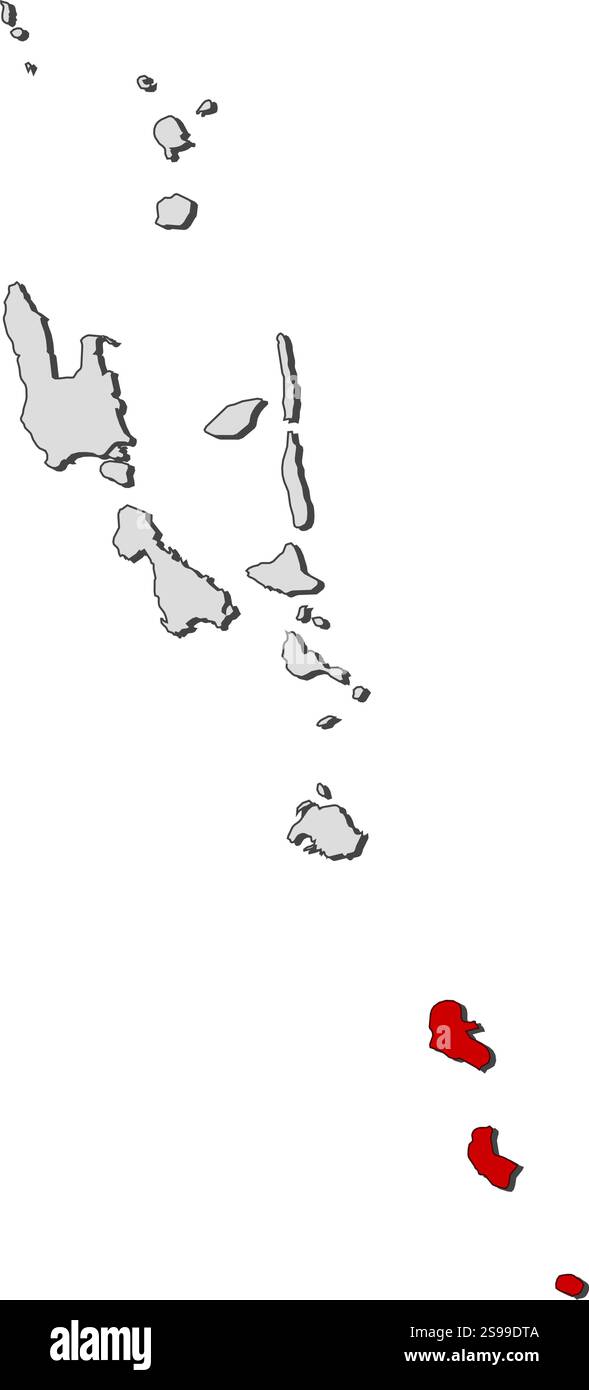 Map of Vanuatu with the provinces, Tafea is highlighted Stock Vector ...