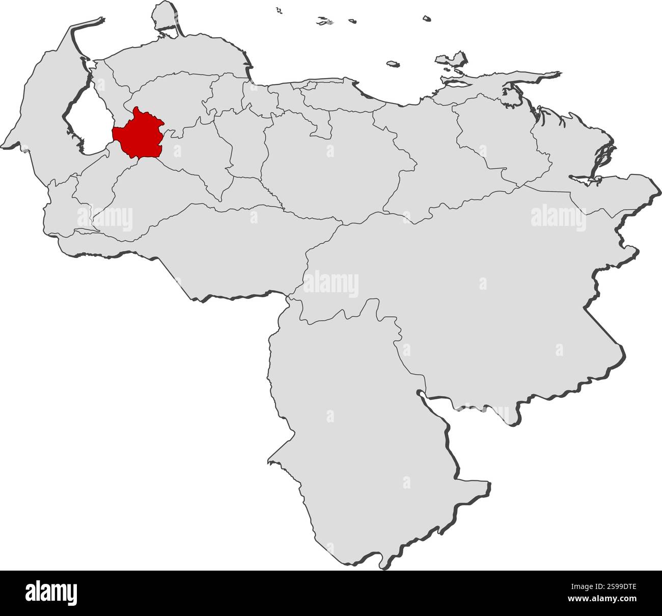 Map of Venezuela with the provinces, Trujillo is highlighted Stock ...