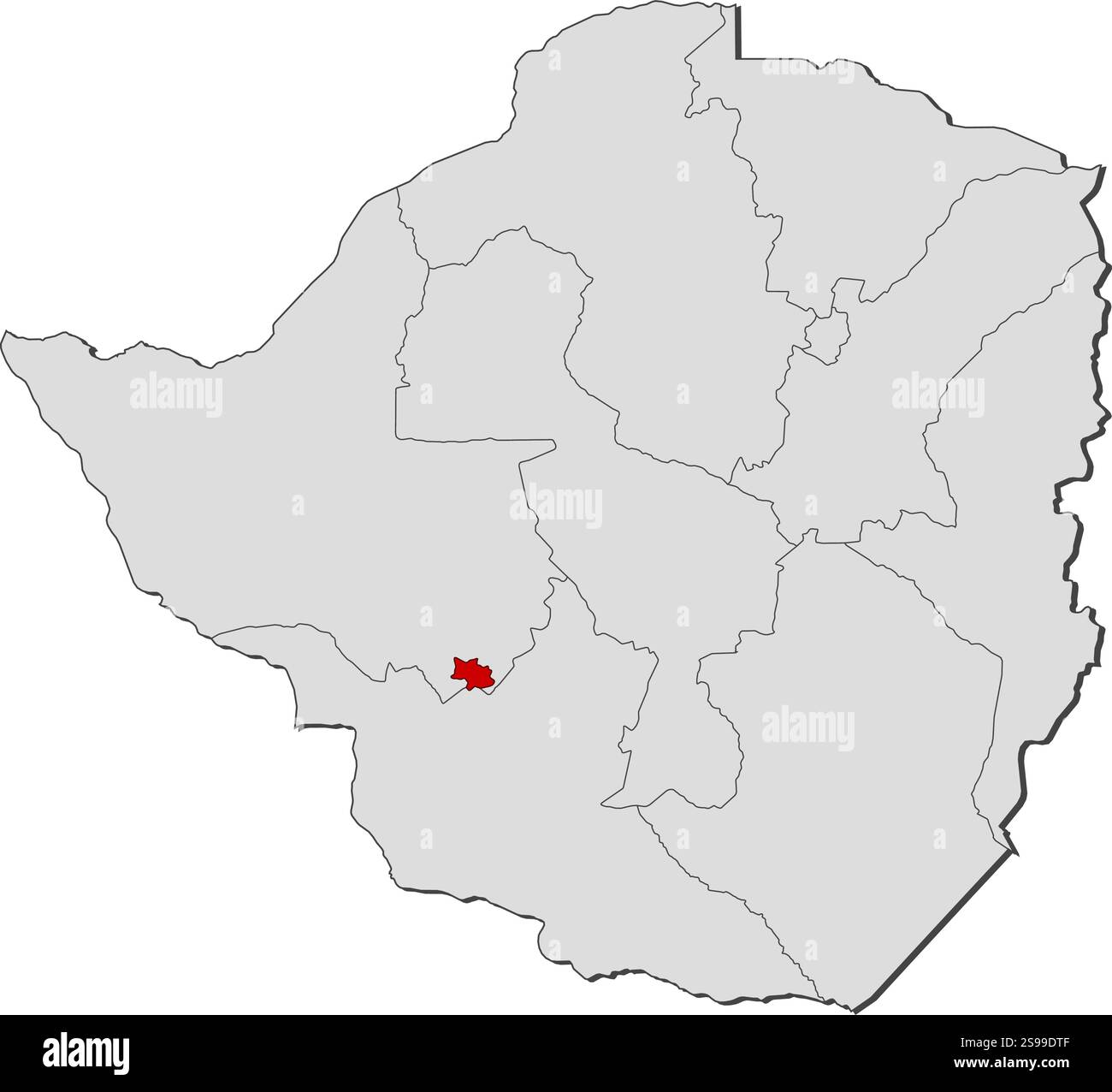 Map of Zimbabwe with the provinces, Bulawayo is highlighted Stock ...