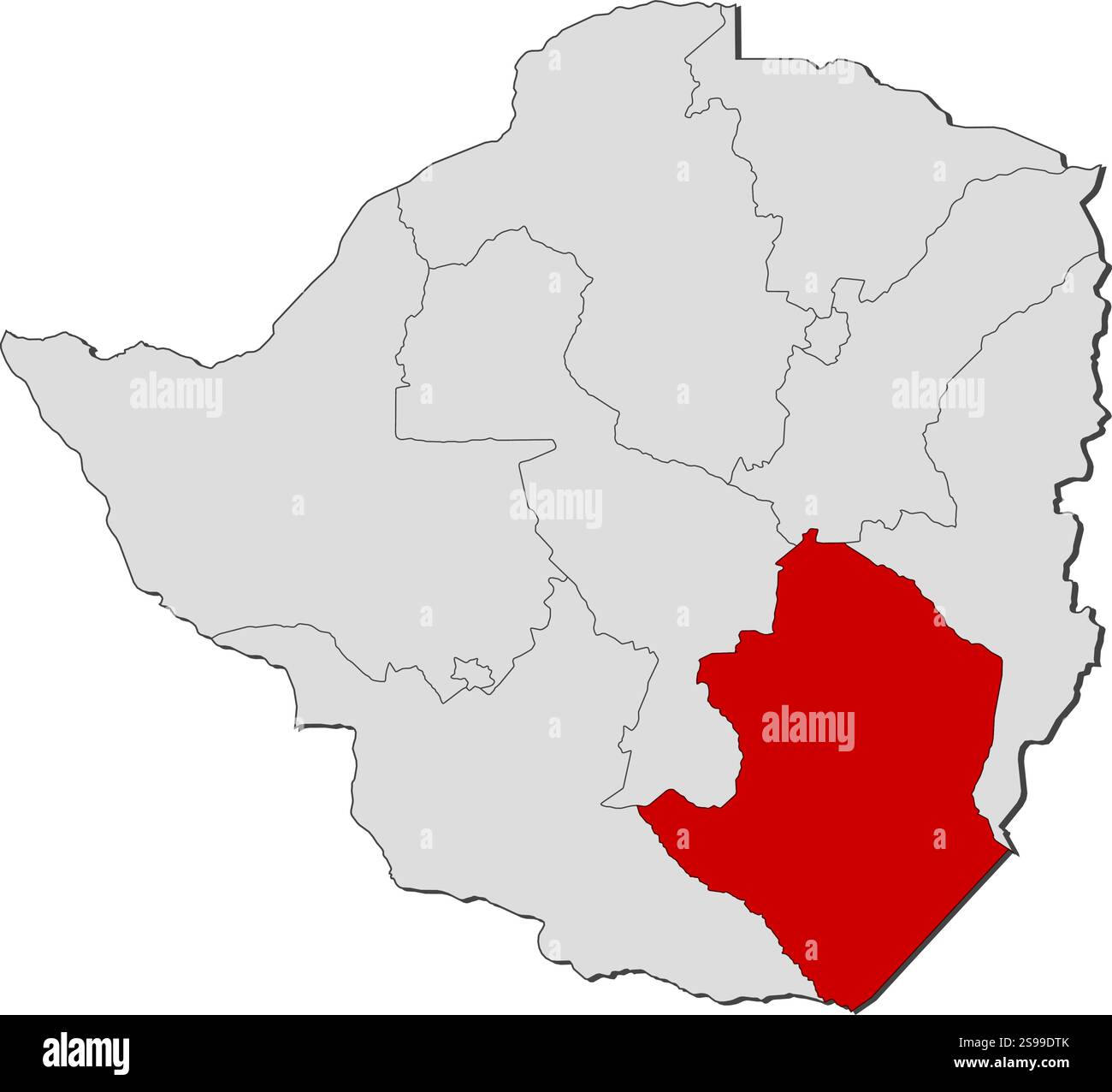 Map of Zimbabwe with the provinces, Masvingo is highlighted Stock ...