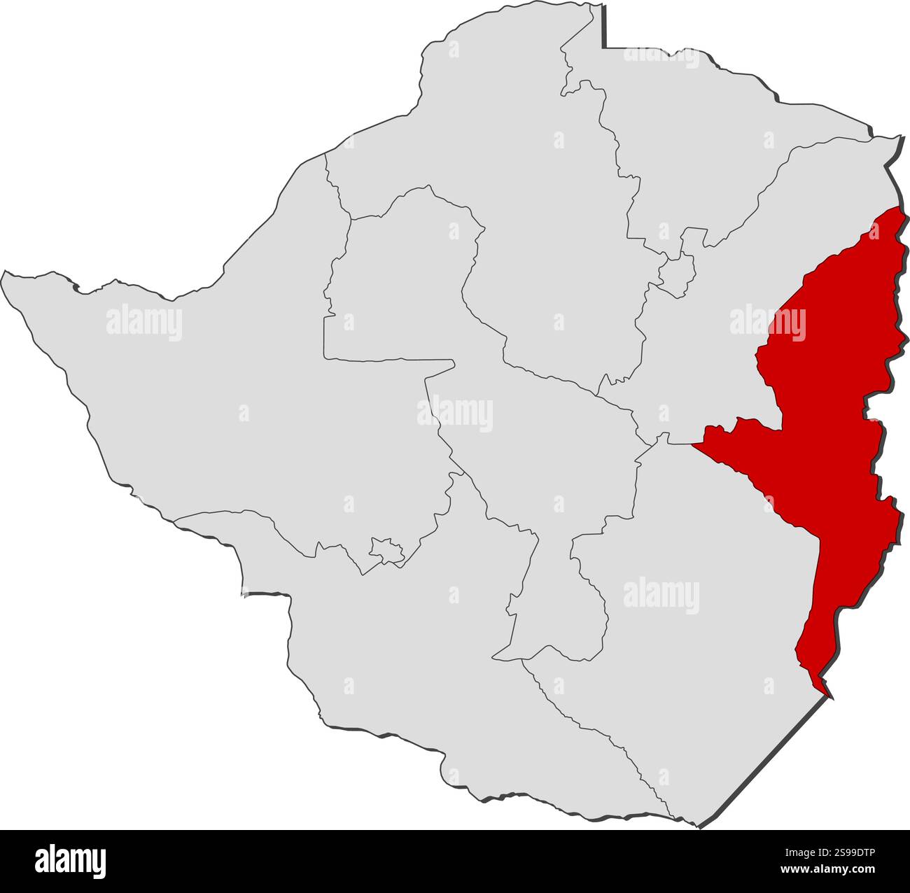 Map of Zimbabwe with the provinces, Manicaland is highlighted Stock ...