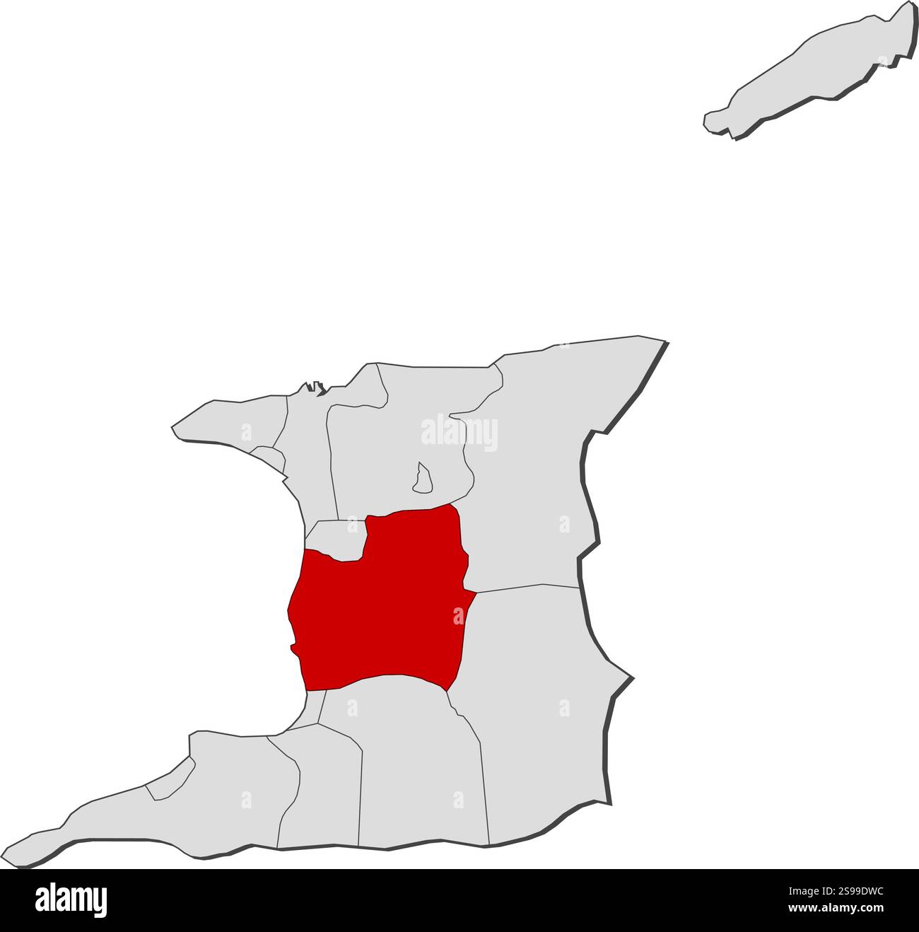 Map of Trinidad and Tobago with the provinces, Couva-Tabaquite-Talparo ...