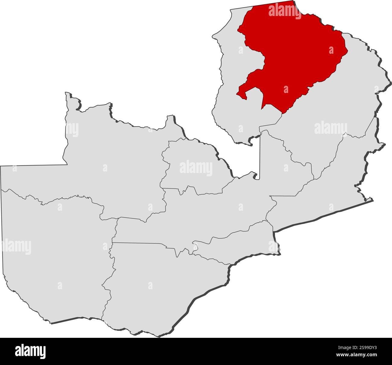 Map of Zambia with the provinces, Northern is highlighted Stock Vector ...