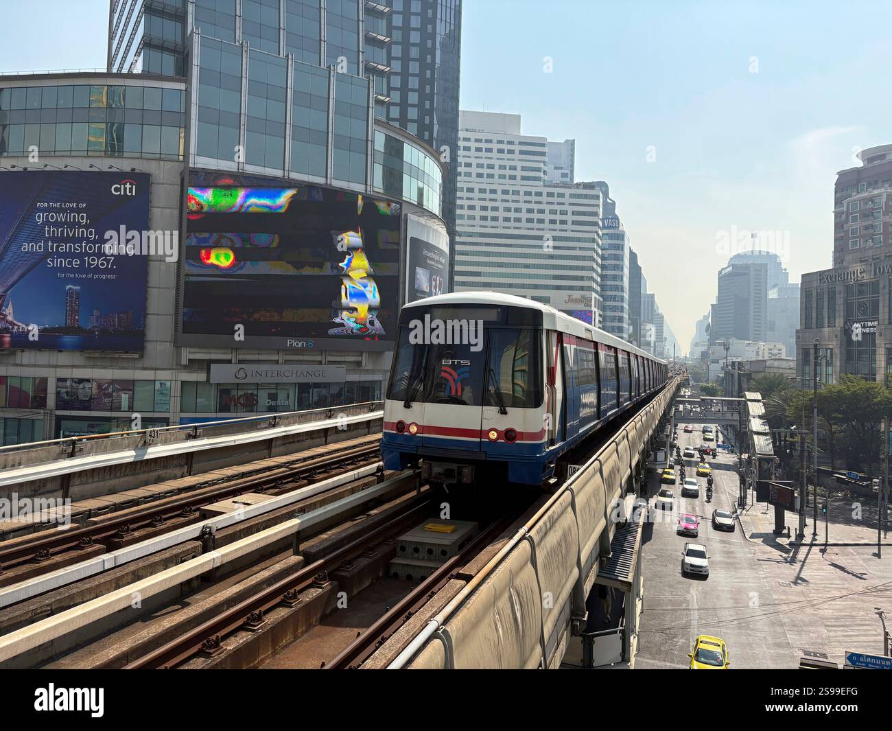 A view of Bangkok's elevated Skytrain line, in Bangkok, Thailand ...