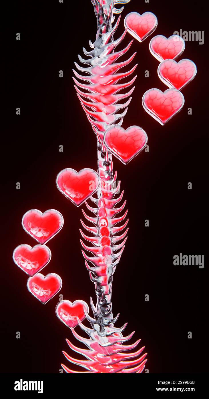 Abstract 3d vertical social media trendy Valentine heart love seasonal ...