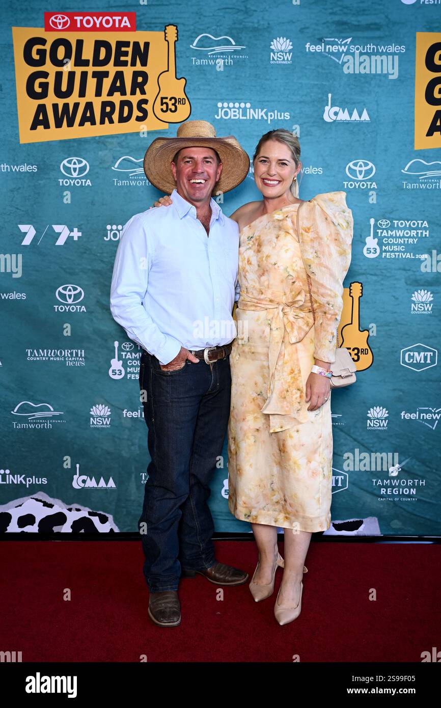 Tom Curtain (left) arrives at the Golden Guitar Awards during the 53rd ...