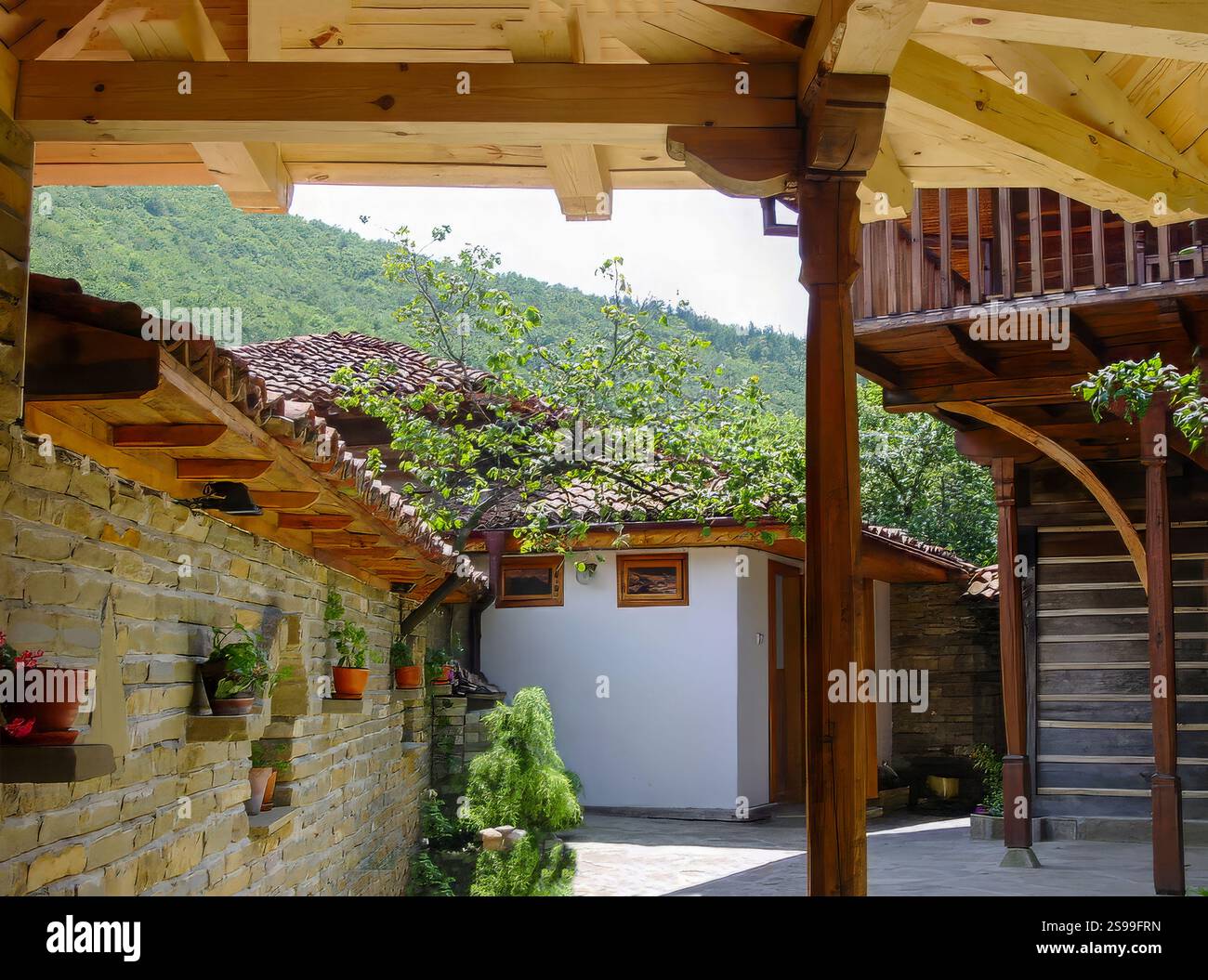 Rustic courtyard old stone walls hi-res stock photography and images ...