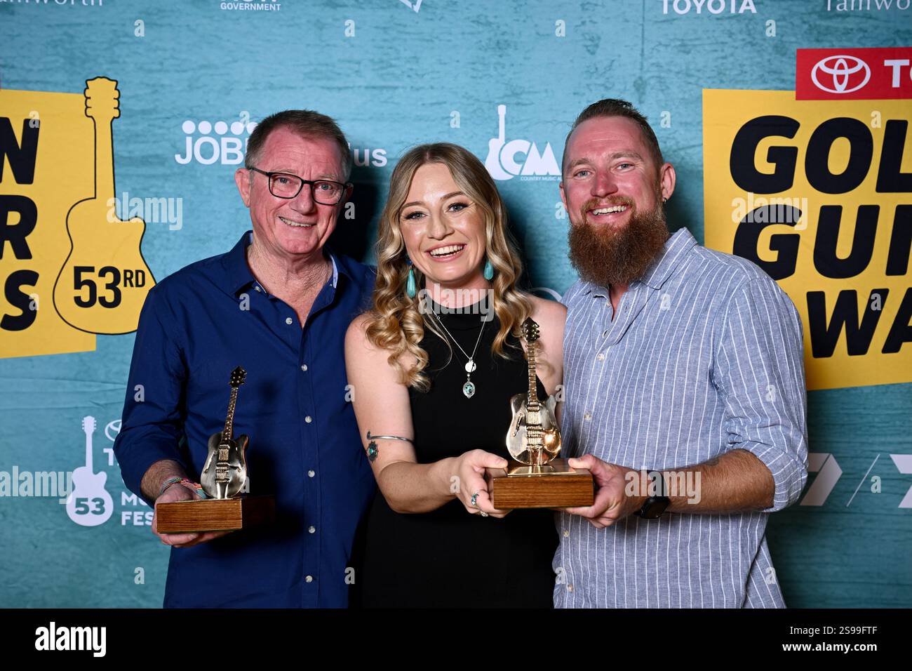 Traditional Country Album of the Year winner Ashleigh Dallas (centre ...