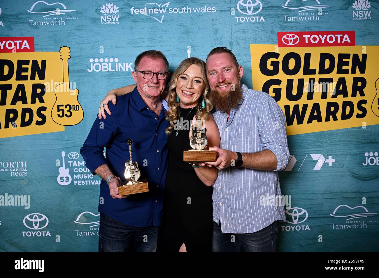 Traditional Country Album of the Year winner Ashleigh Dallas (centre ...