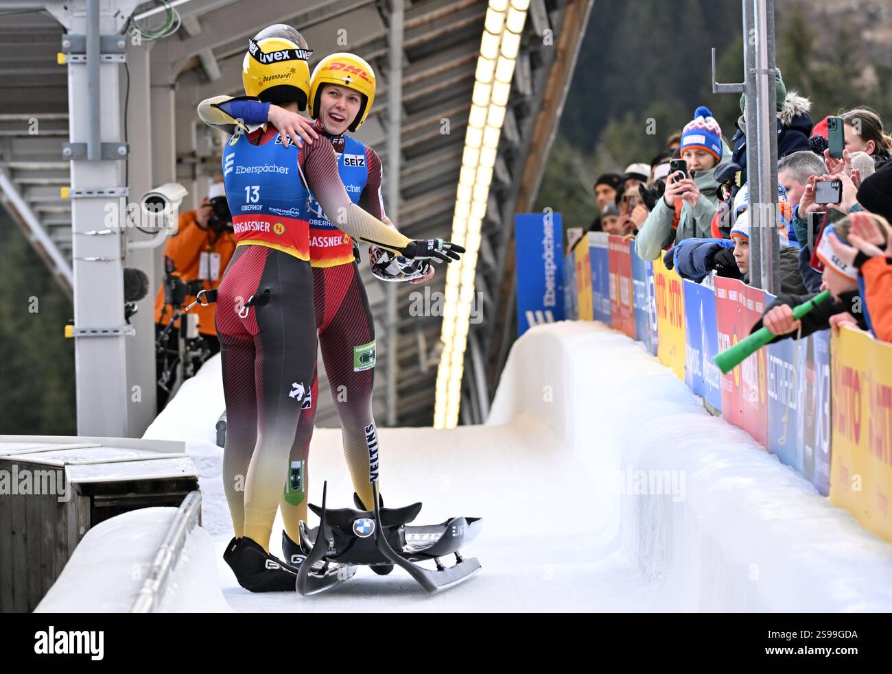 25 January 2025, Thuringia, Oberhof: Luge, World Cup, doubles, women ...