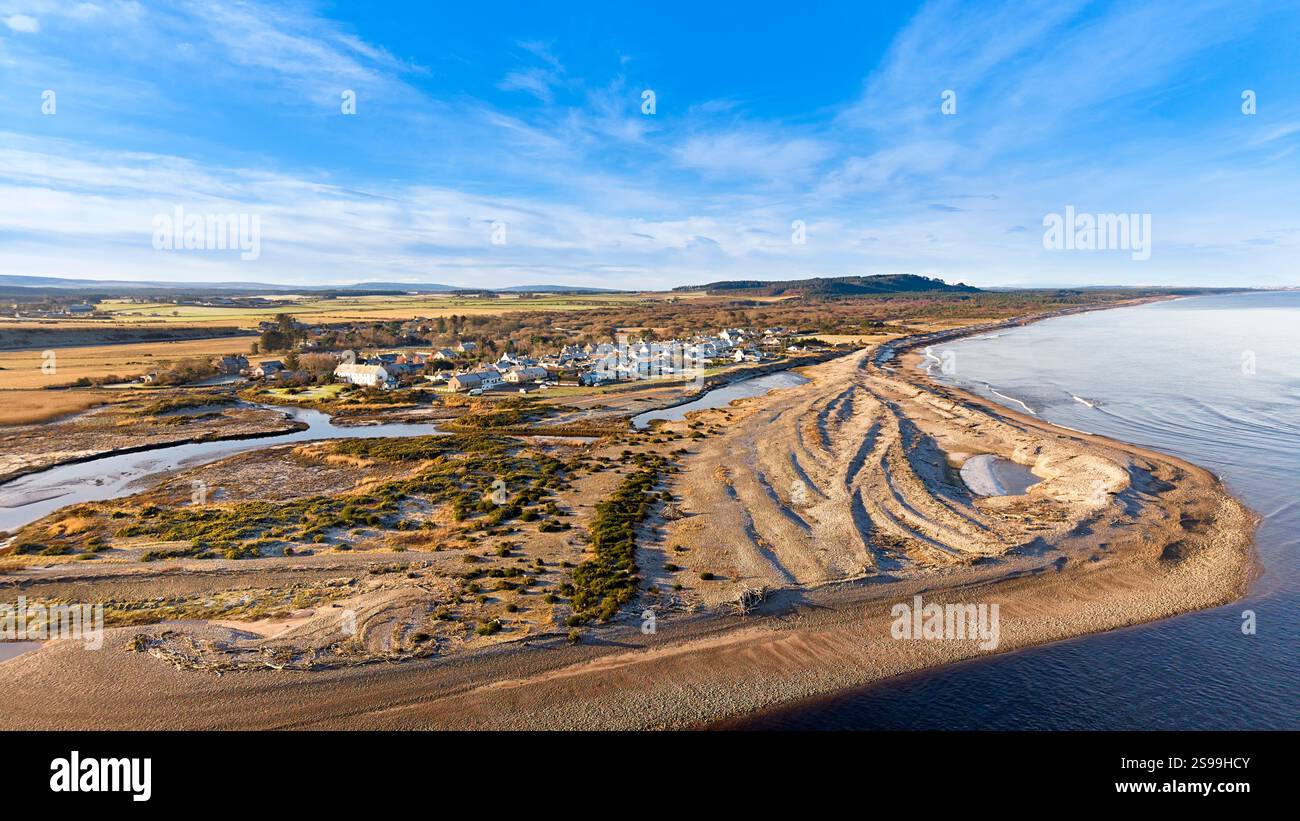 Kingston Moray Scotland Spey Bay the River Spey and houses of the small ...