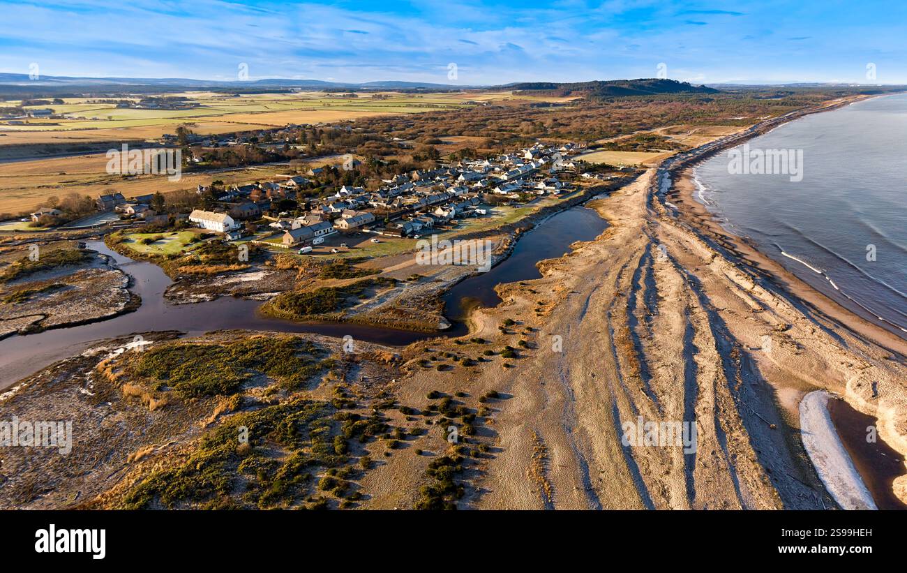 Kingston Moray Scotland Spey Bay the River Spey and houses of the small ...
