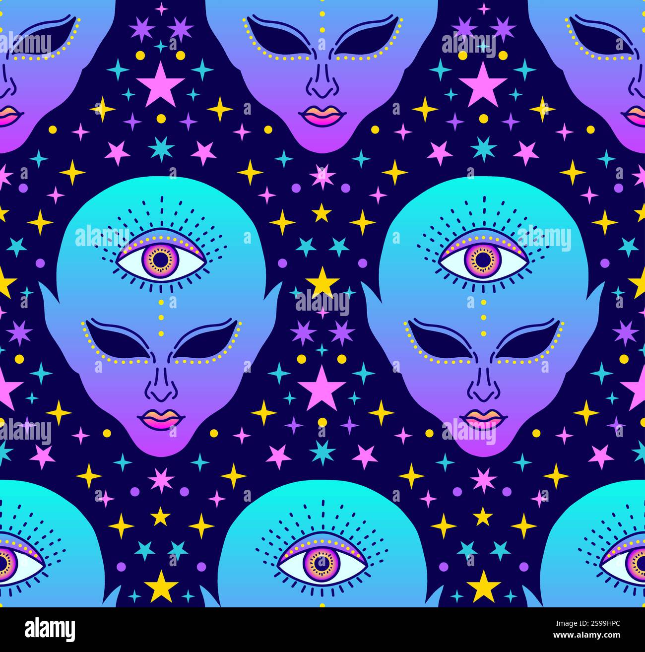 Seamless alien head background Stock Vector Images - Alamy
