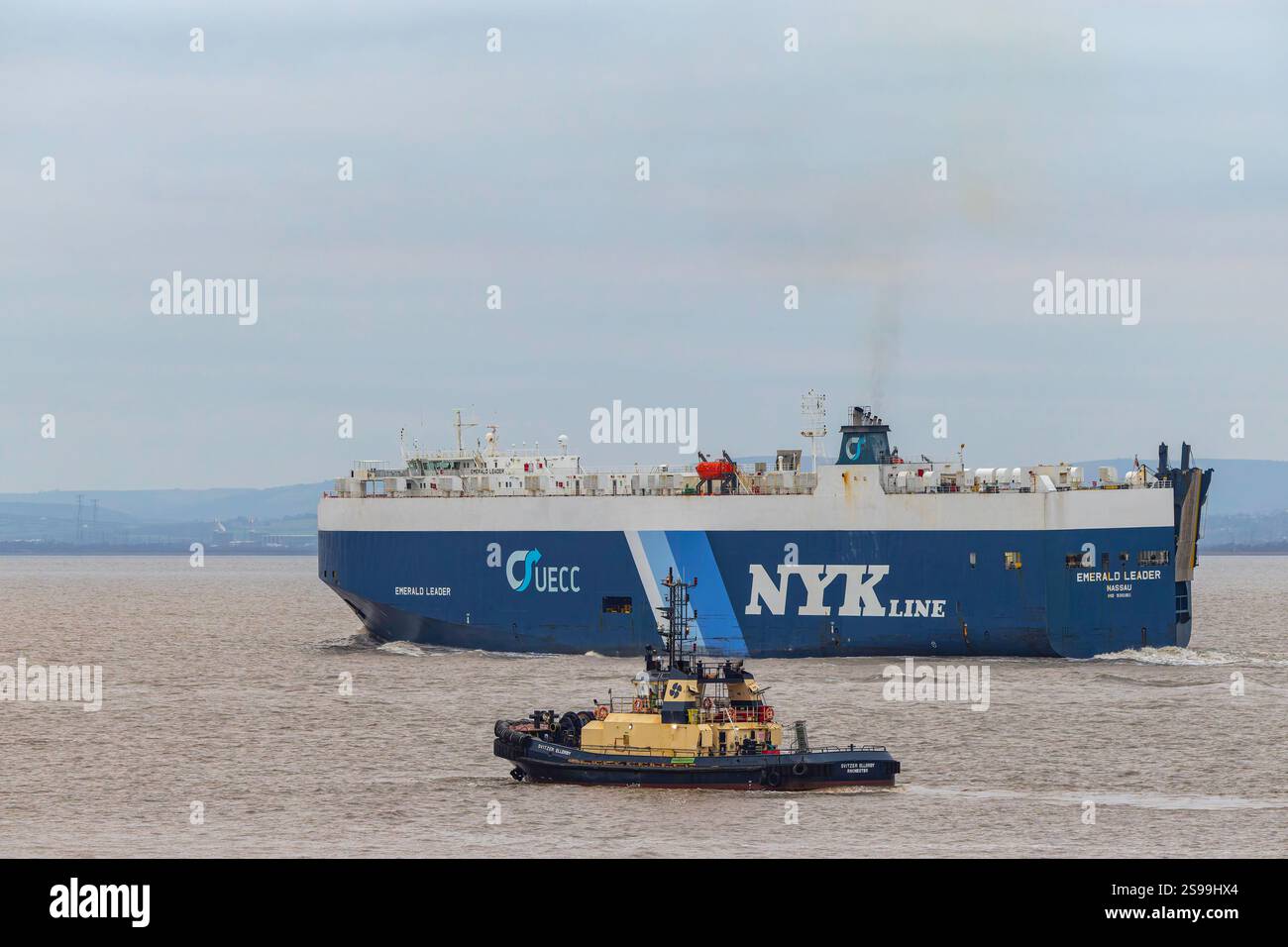 RoRo Emerald Leader heading out to sea Stock Photo - Alamy