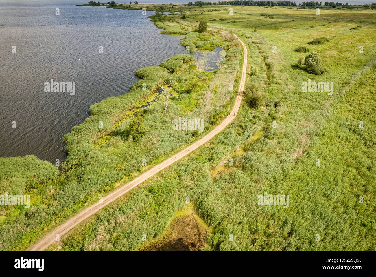 Aerial View of a Lake, Wetlands, and a Rural Path Stock Photo - Alamy