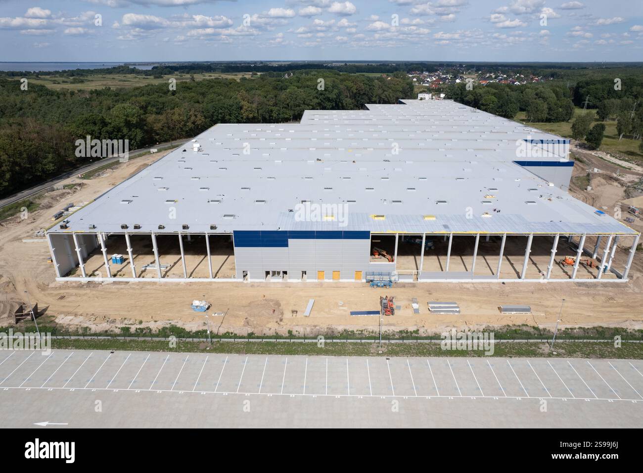 Aerial View of a Large Warehouse Building Under Construction Stock ...