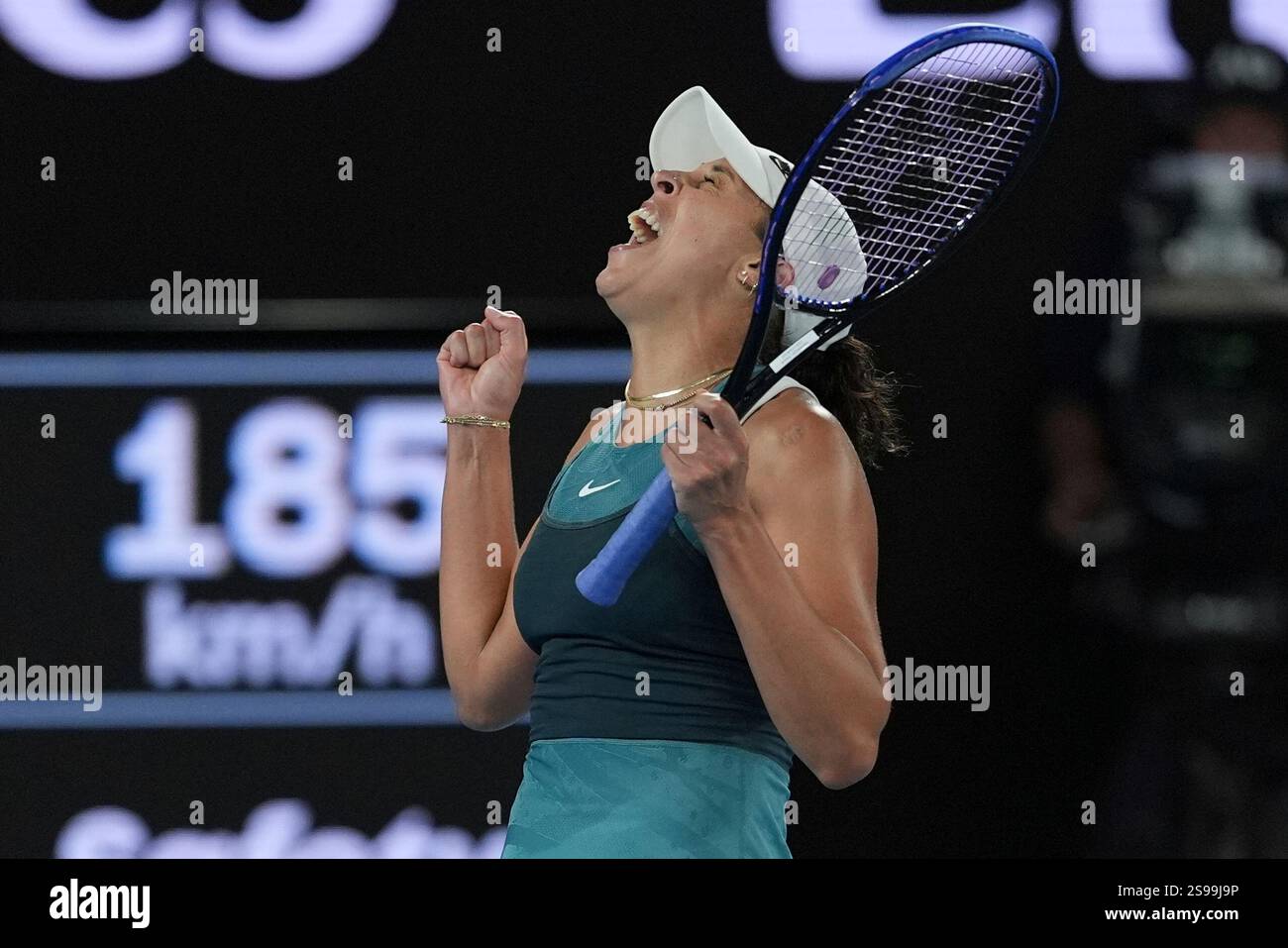 Madison Keys of the U.S. celebrates after defeating Aryna Sabalenka of ...