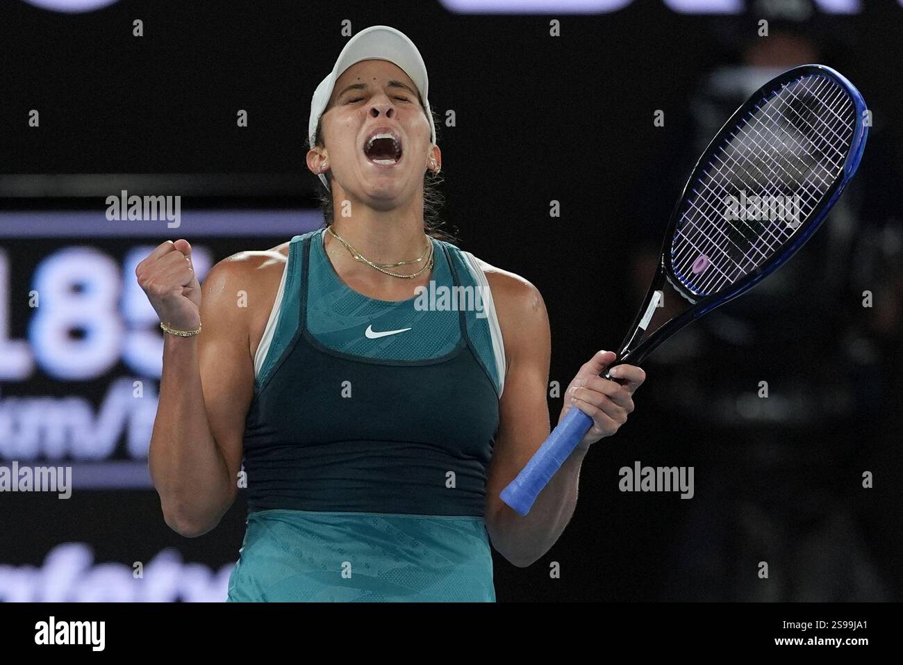 Madison Keys of the U.S. celebrates after defeating Aryna Sabalenka of ...