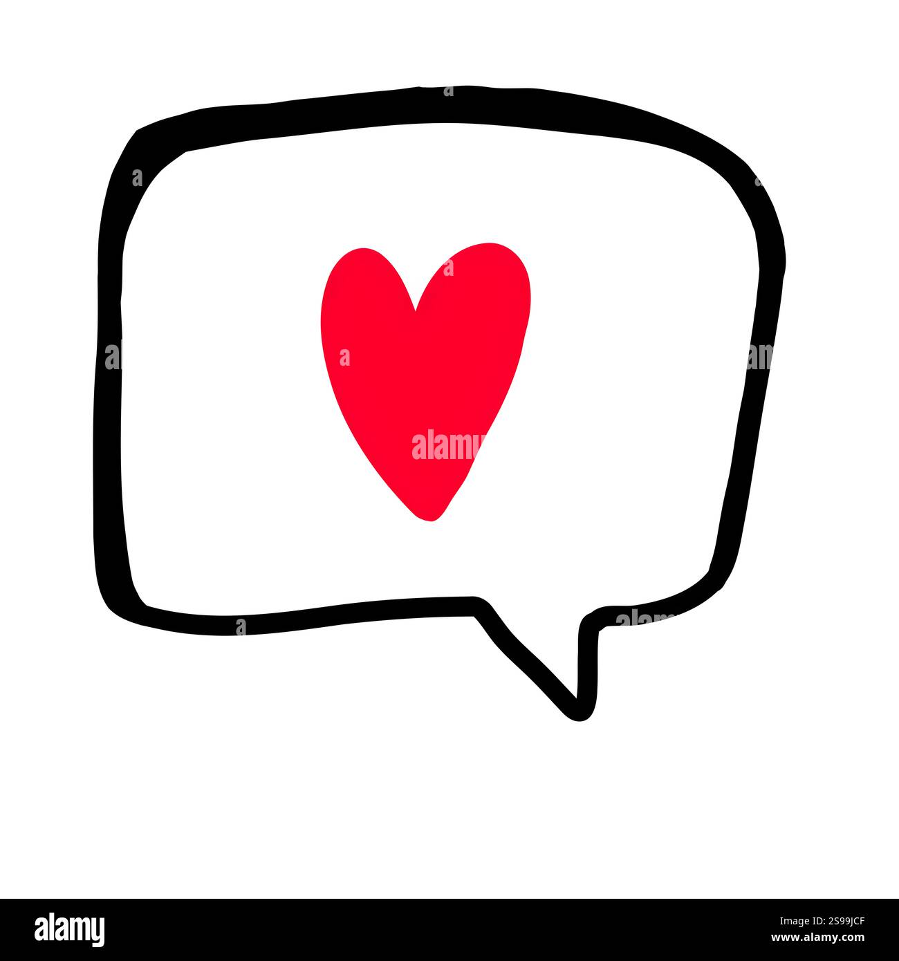 Simple text speech bubble with a heart inside, illustration on white ...