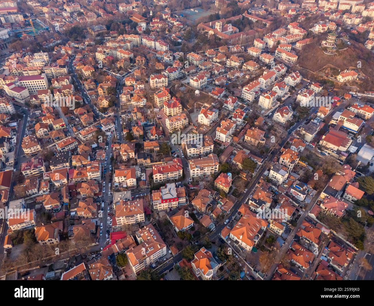An aerial view of the old town of Qingdao in Qingdao in east China's ...
