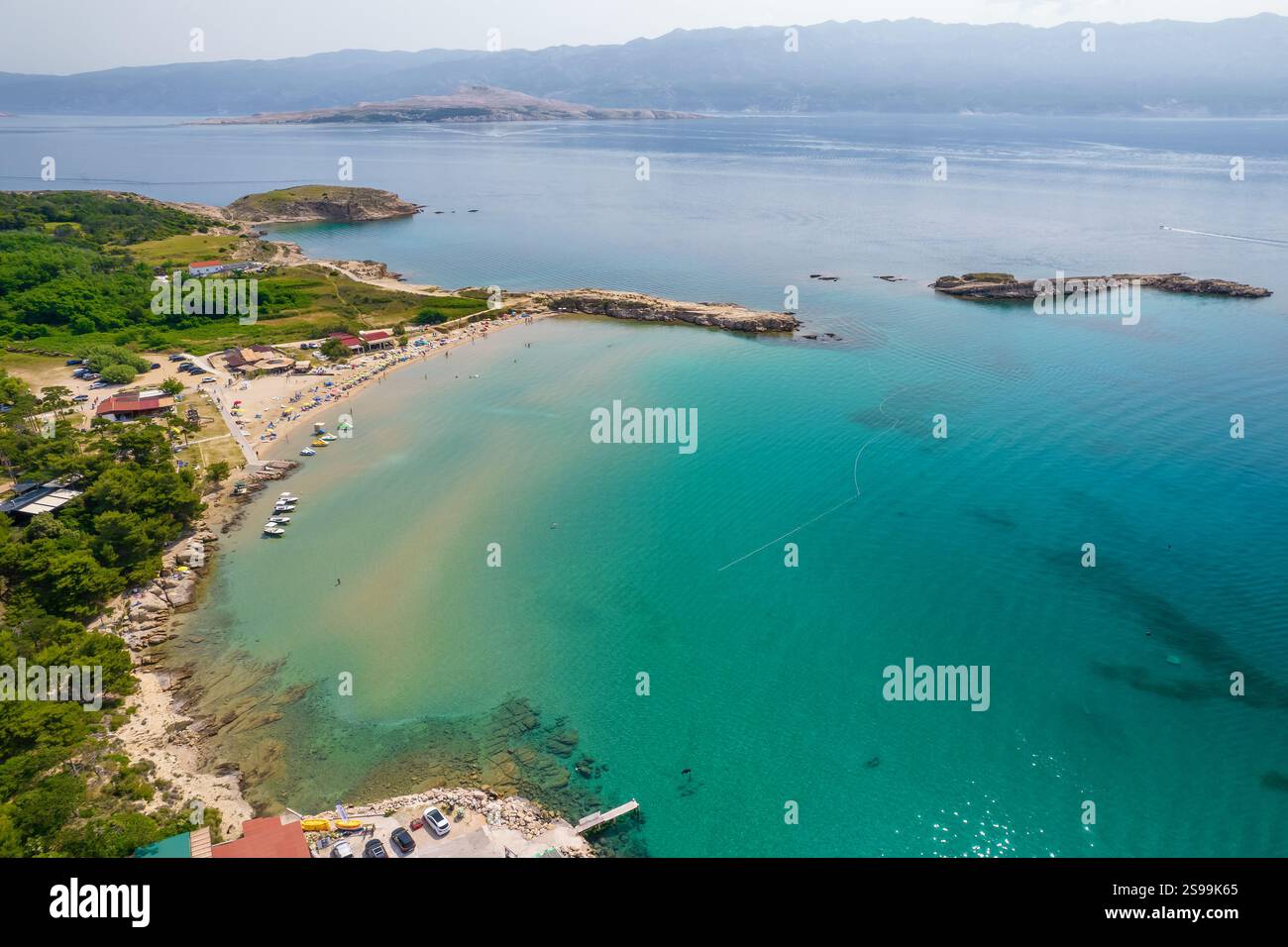 Aerial panorama of the stunning Rajska plaza beach on Rab Island ...