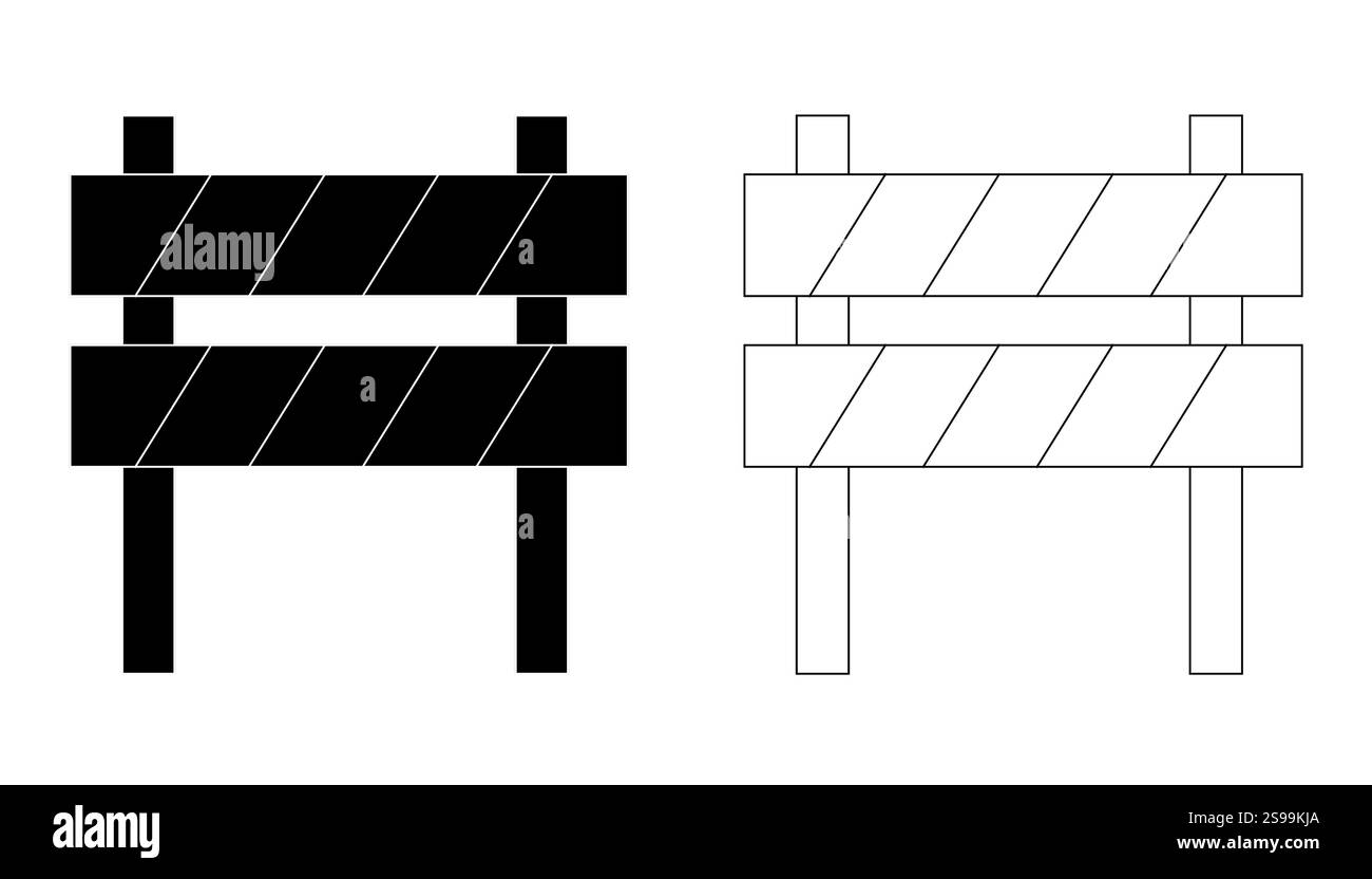 Hurdle roadblock sign, safety protectot icon, symbol. Boundary fence ...