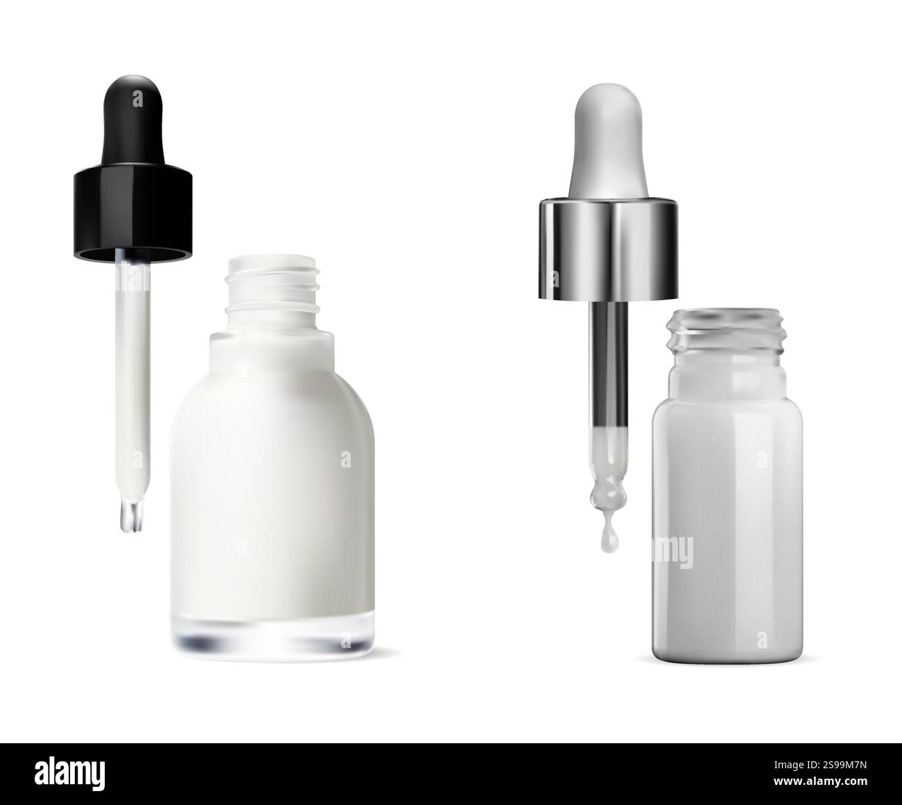 Cosmetic serum pipette dropper bottle set, vector mockup. Eye collagen ...