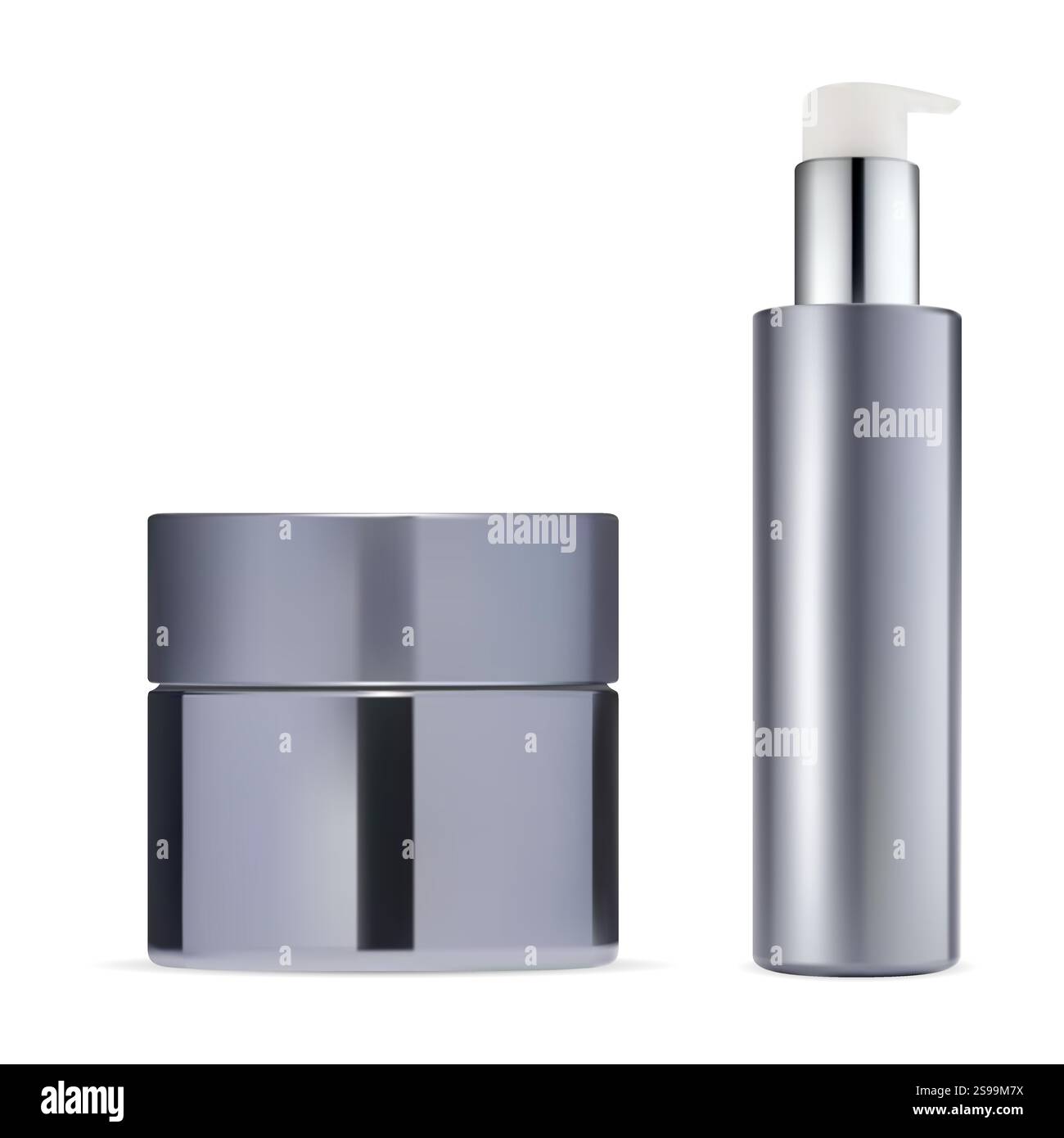 Cosmetic cream jar, airless foundation bottle mockup. Mini pump ...