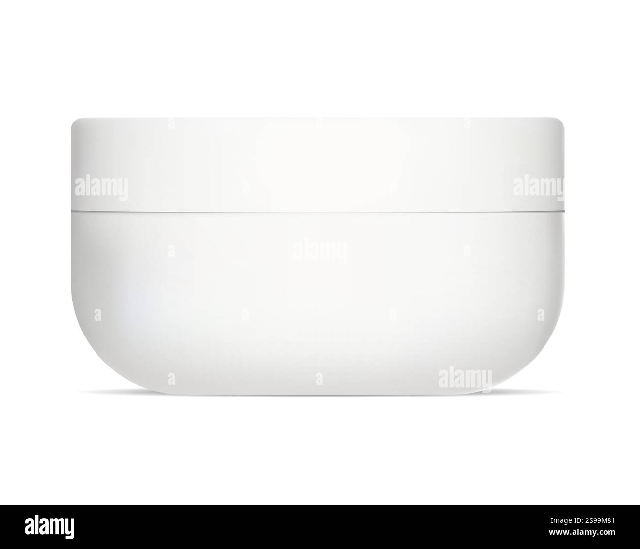 White plastic cosmetic cream jar, simple vector mockup. Face beauty ...