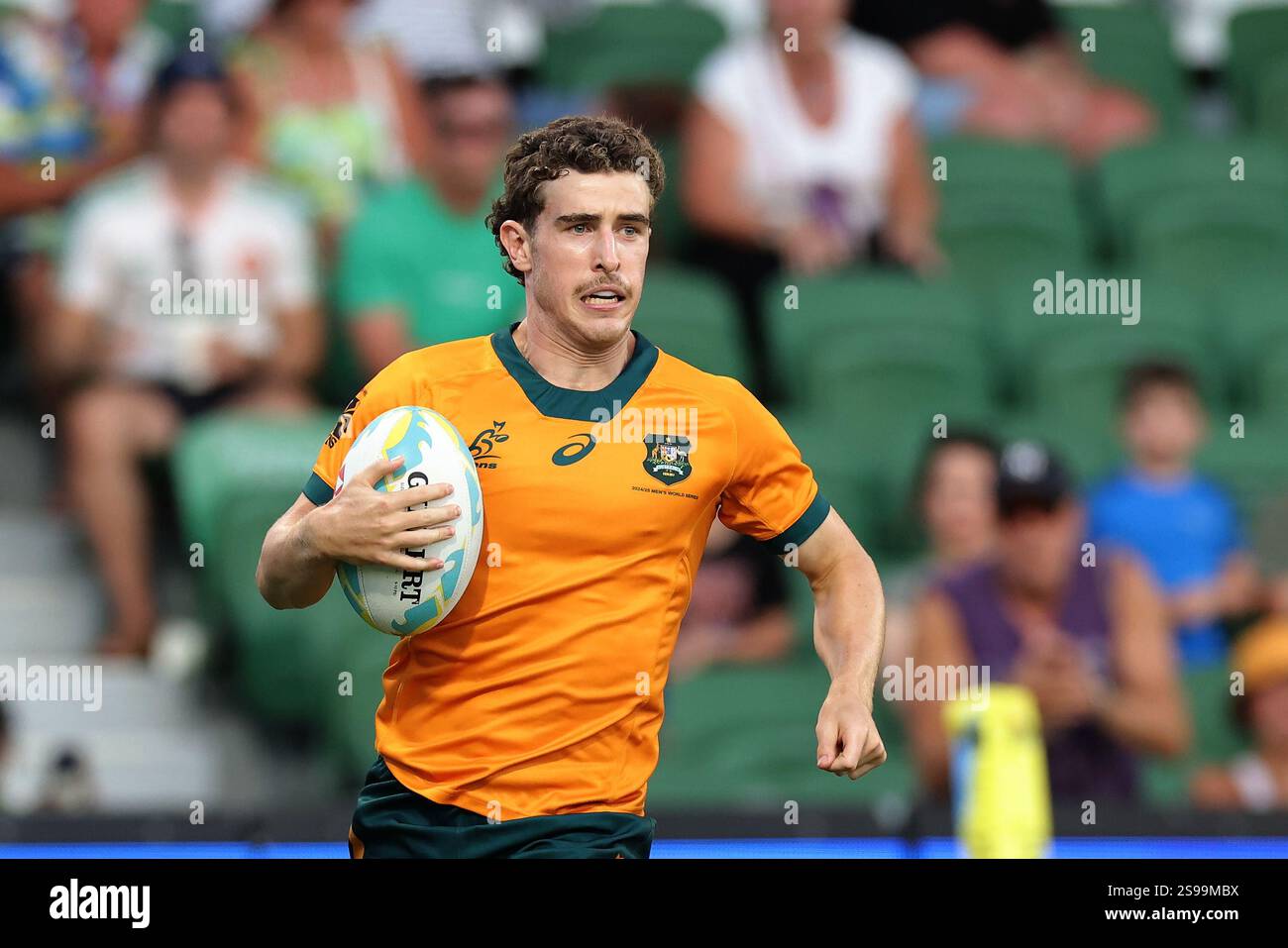 Ben Dowling of Australia scores a try during the cup quarter finals ...