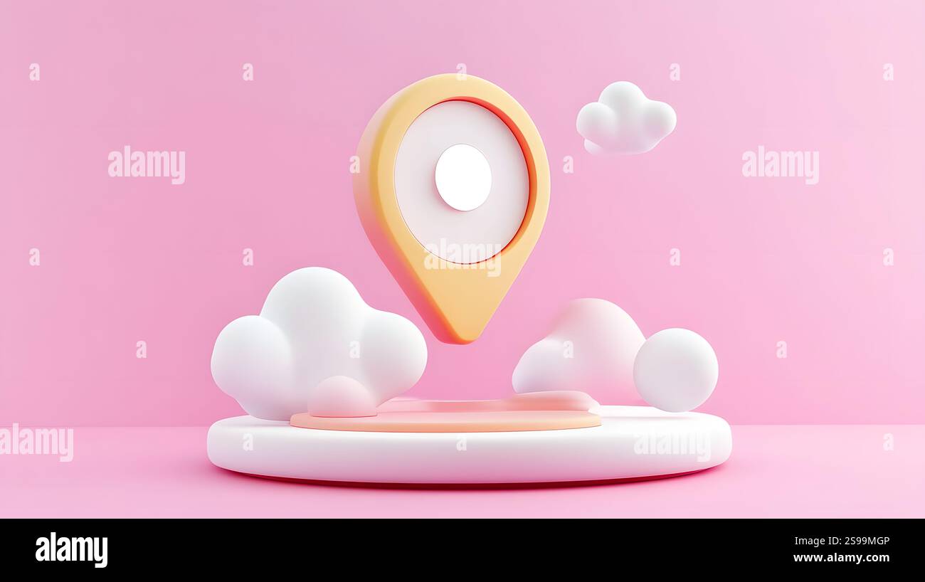 Minimalist and simple photo with a floating location pin icon,white ...