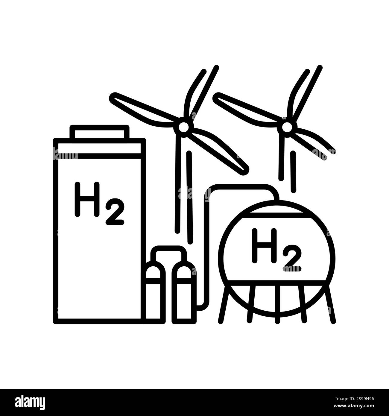 hydrogen infrastructure line black icon. Sign for web page, mobile app ...