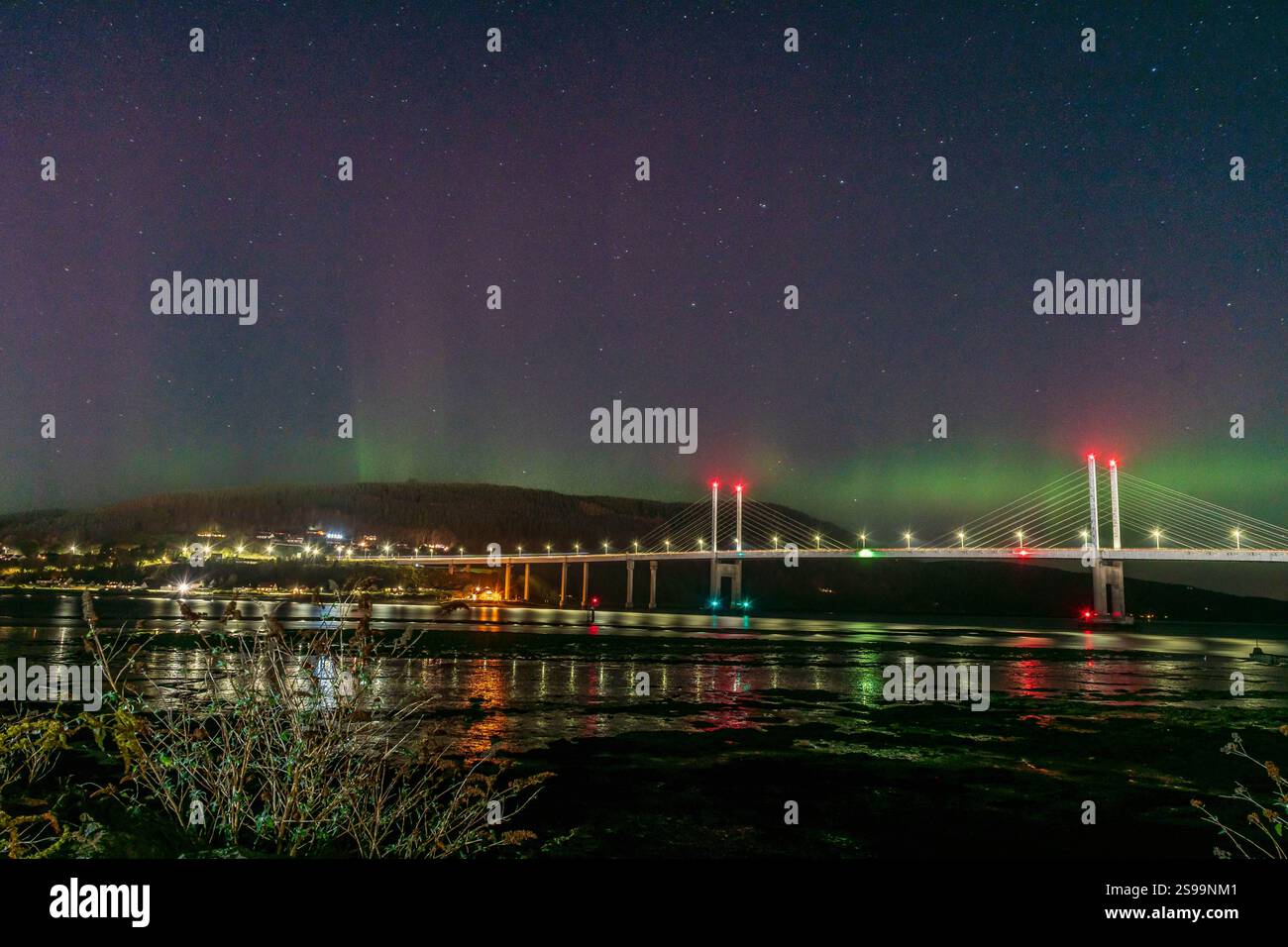 Northern Lights, Kessock Bridge, Inverness, Scotland, UK Stock Photo ...