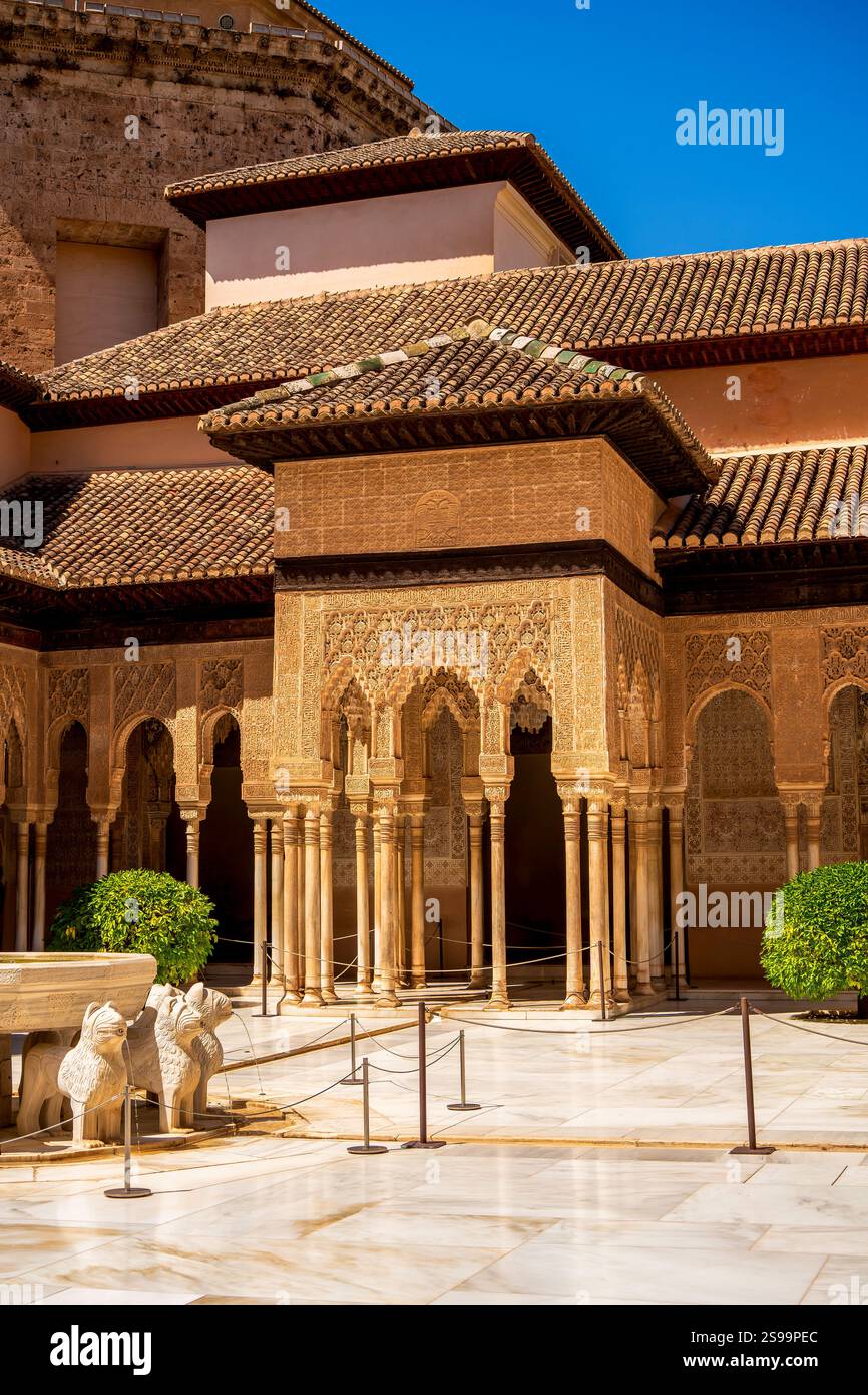An Angle of Alhambra's Court of the Lions Stock Photo - Alamy
