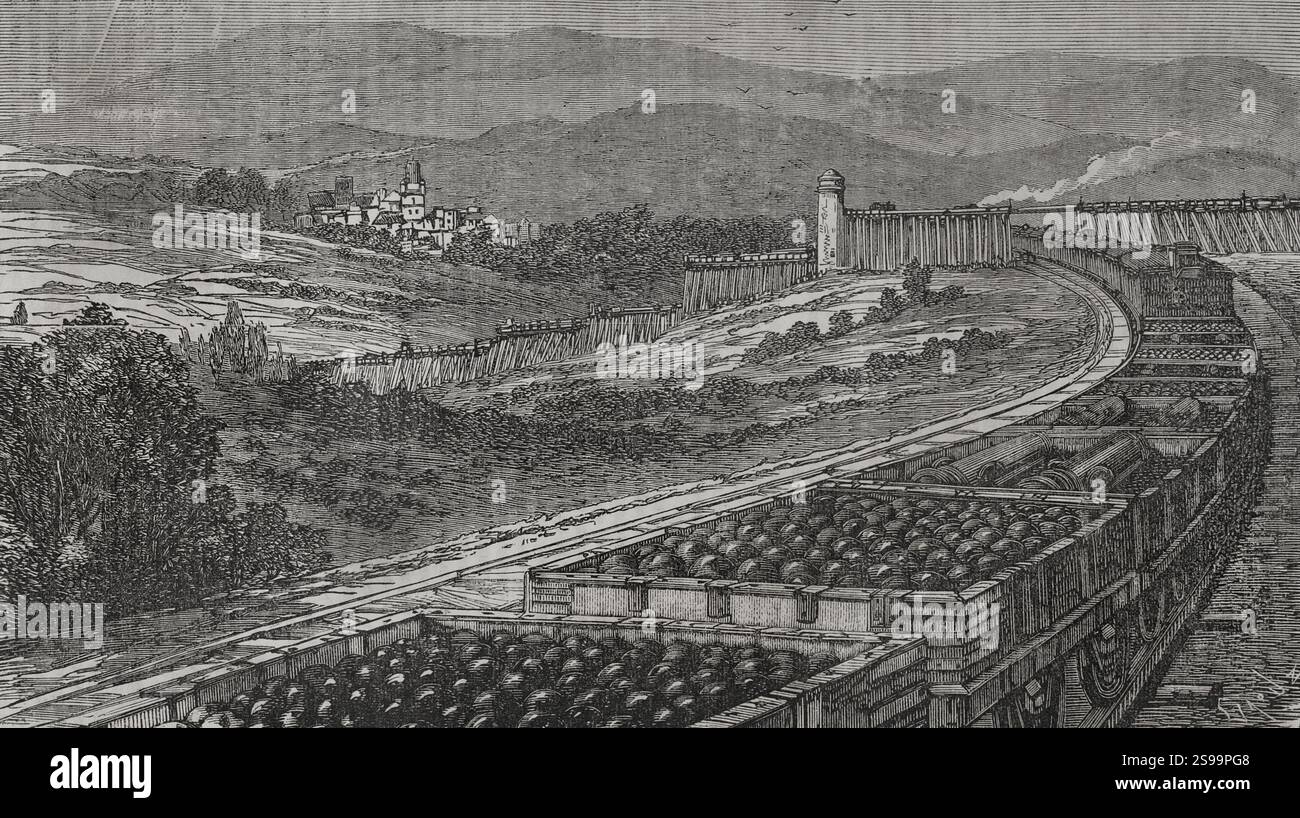 Franco-Prussian War (1870-1871). German train at Nauheim, transporting ...