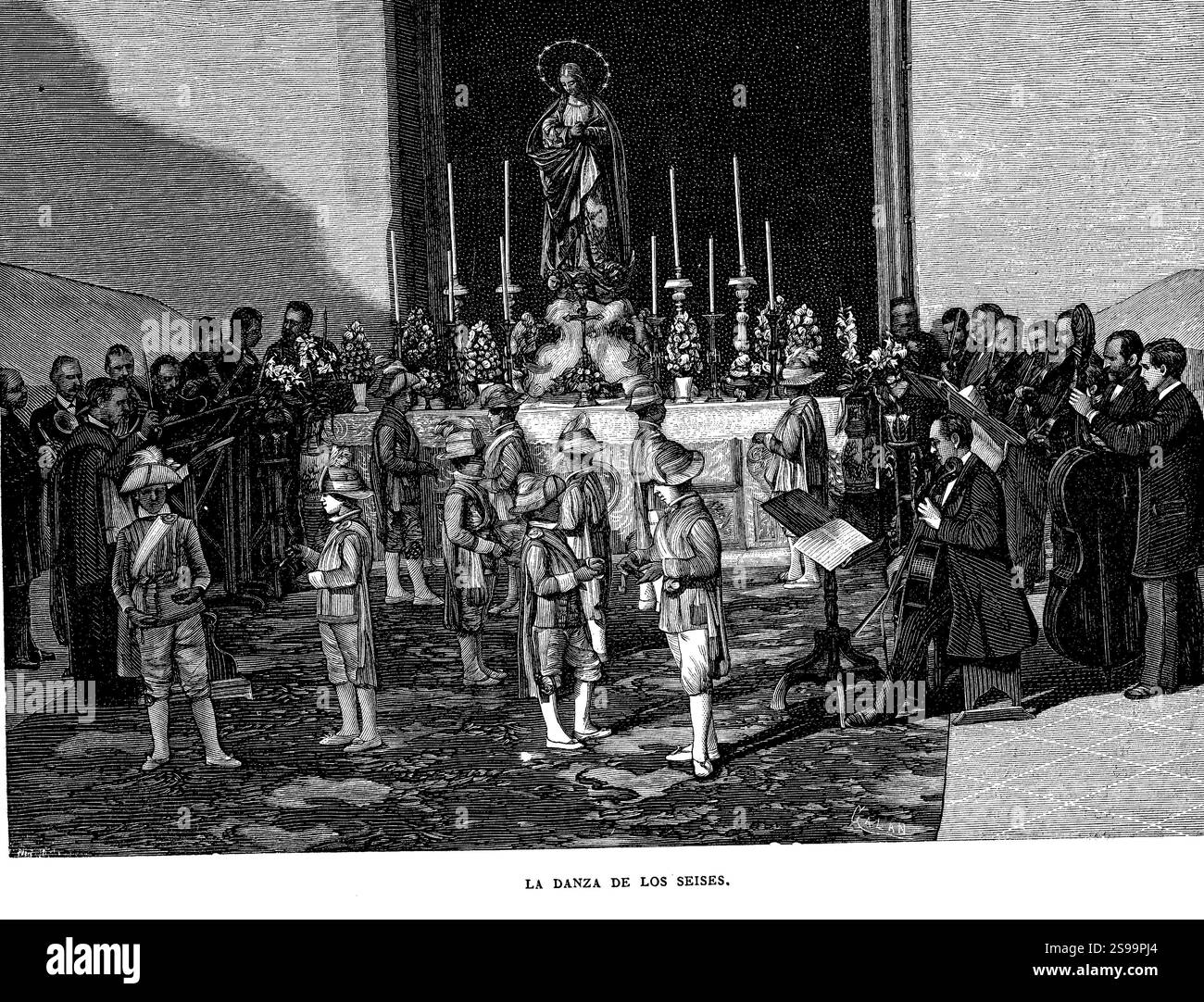 España. Siglo XIX. Sevilla. Danza de los seises en la Catedral. Grabado ...