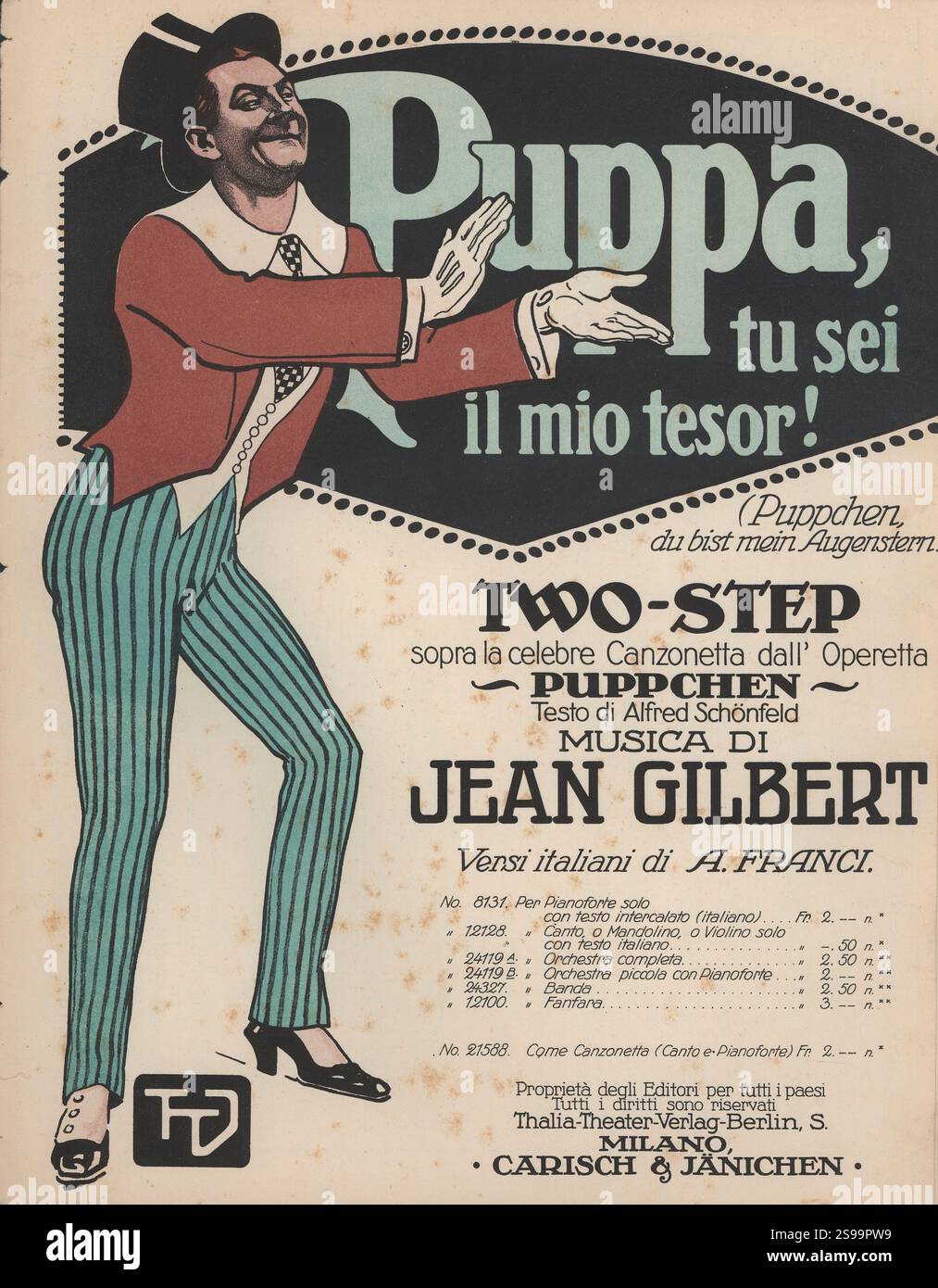 Partitura musical de "Puppa, tu sei il mio tesor", de Jean Gilbert ...