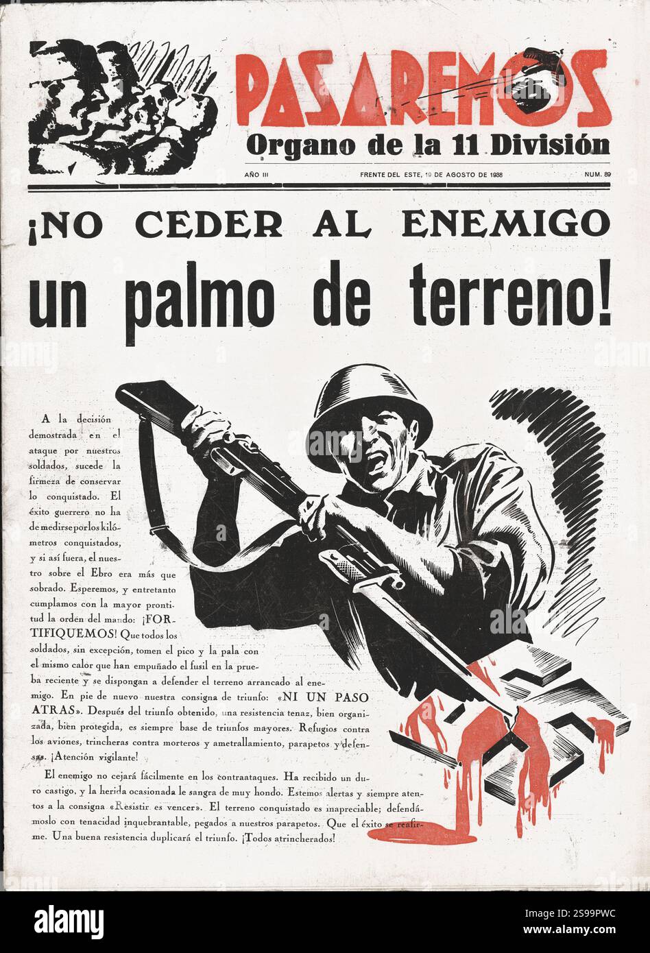 España. Guerra civil (1936-1939). Portada del periódico Pasaremos ...
