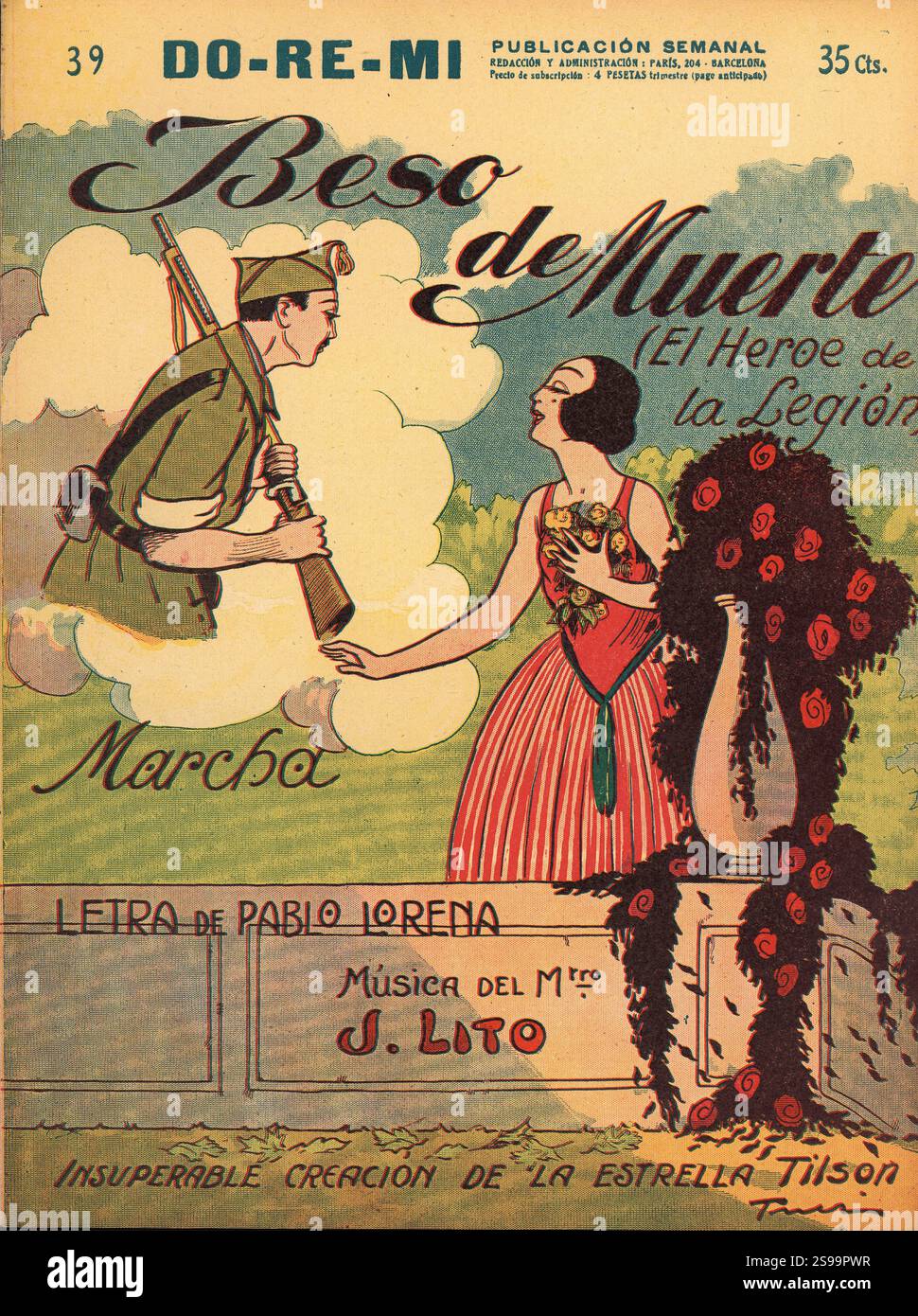 Partitura musical de la marcha "Beso de muerte", de J. Lito. Barcelona, 1930 Stock Photo - Alamy