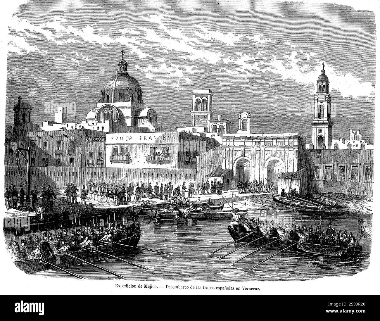 América. Siglo XIX. Expedición de México. Desembarco de las tropas ...