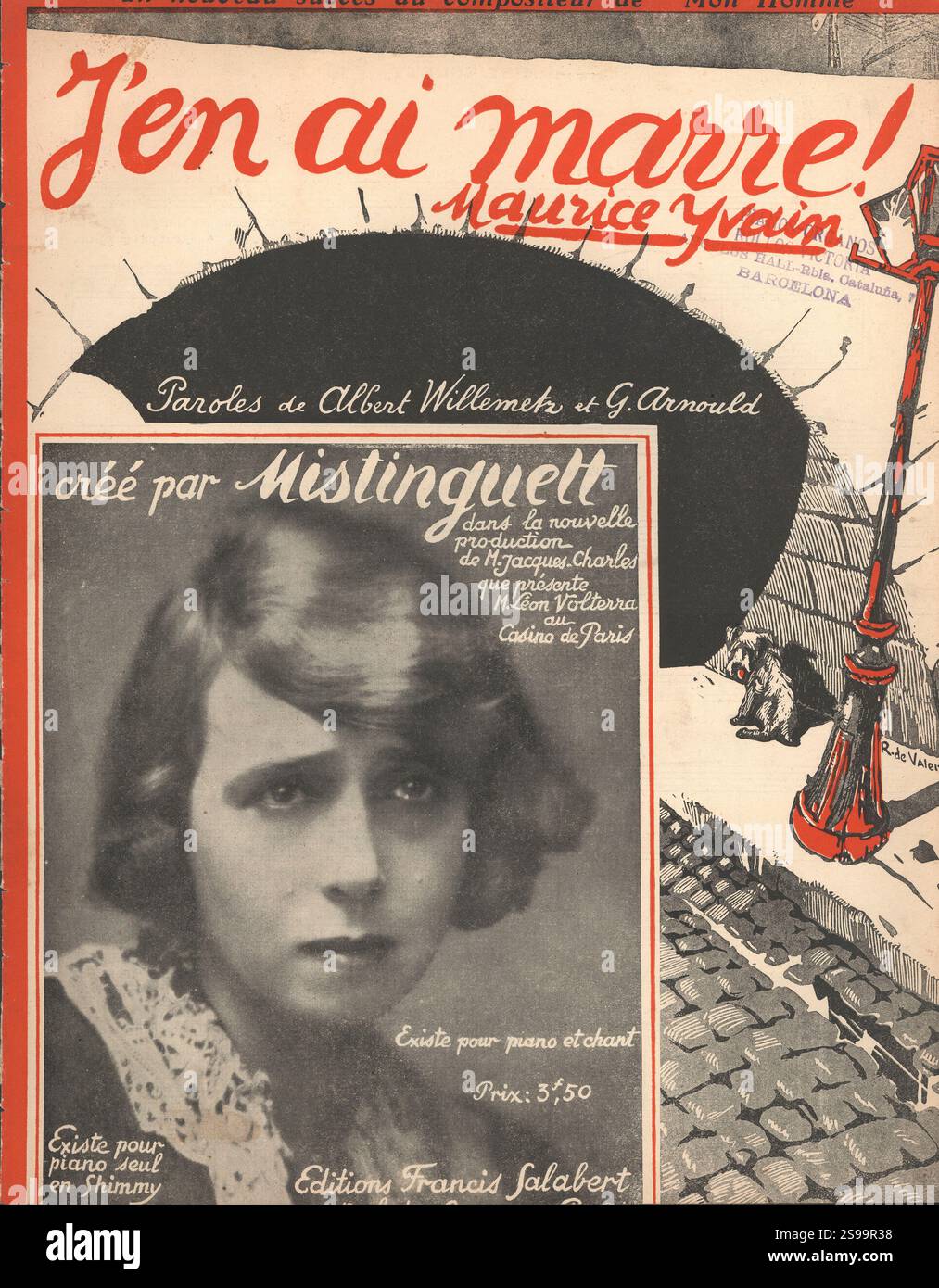 Partitura musical de "J'en ai marré", de Maurice Yvain, cantada por ...