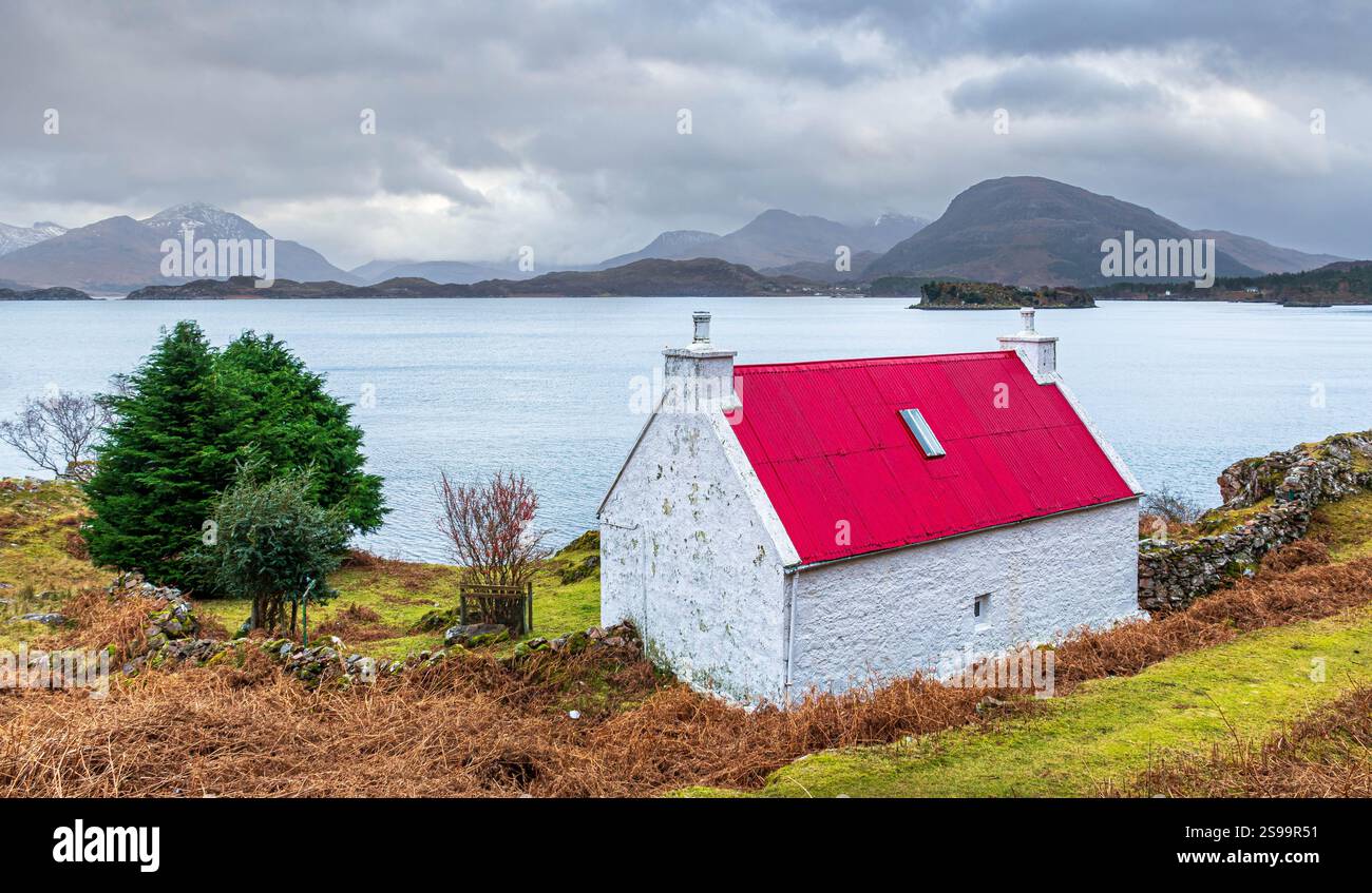 Red Roofed Cottage, Loch Shieldaig, Scotland, UK Stock Photo - Alamy