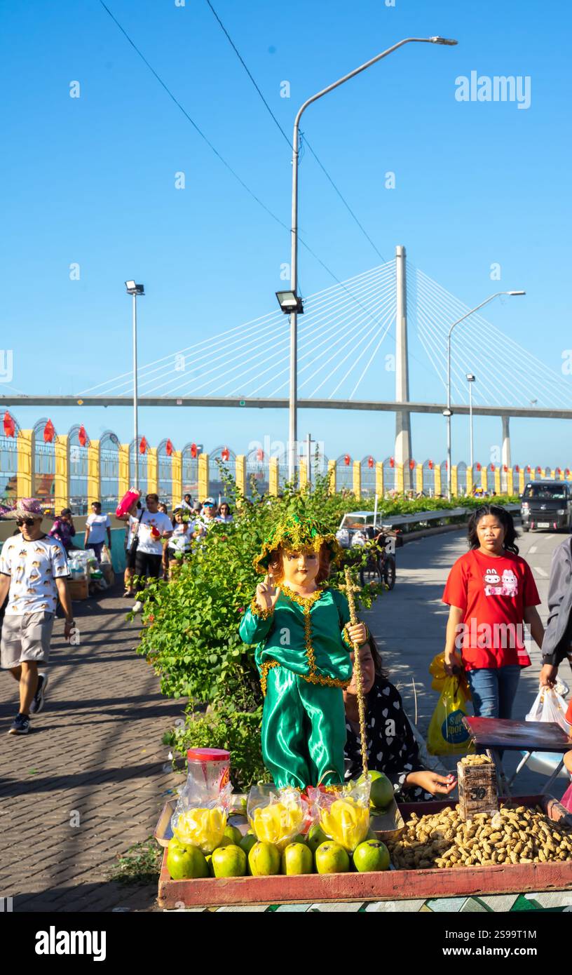 2025 Sinulog festival in Cebu, Philippines. Fruit stall at waterside ...