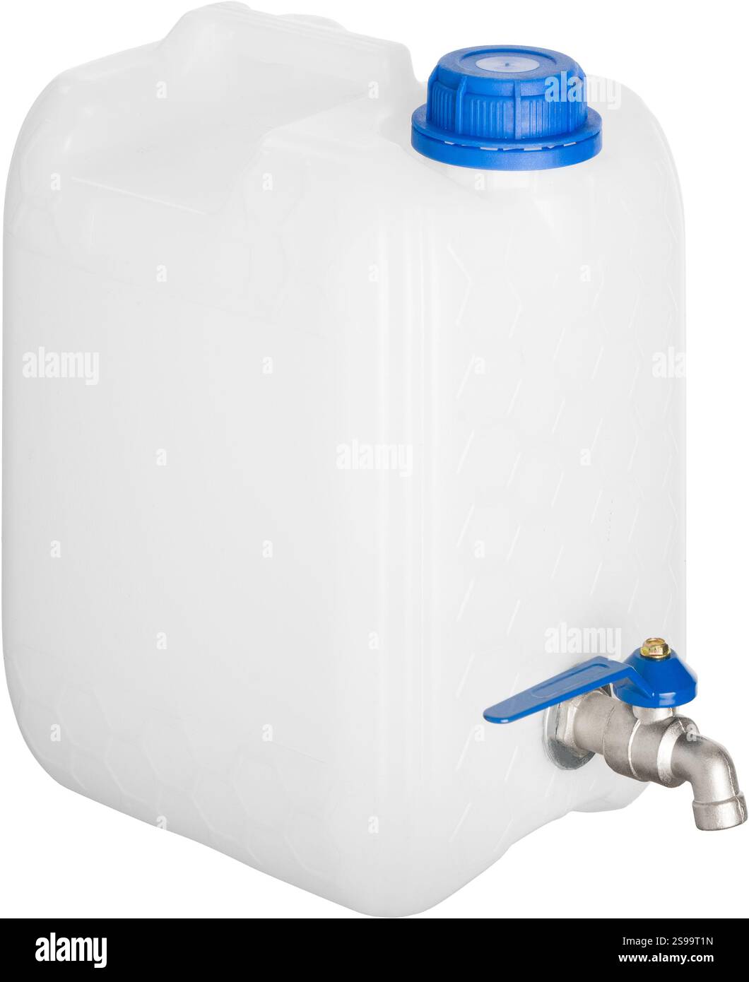 White Plastic Water Container with Tap and Blue Lid Stock Photo - Alamy