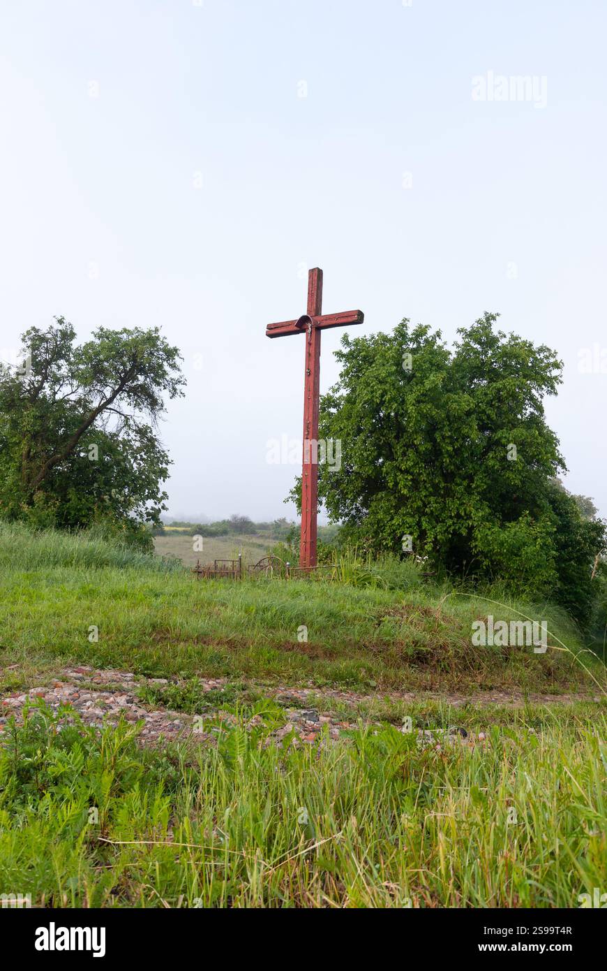 Wooden Cross in Rural Poland Landscape. Cedynia Poland Stock Photo - Alamy