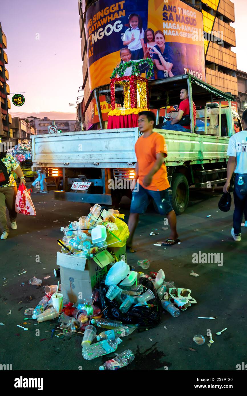 Trash in the street overflowing container urban pollution Cebu ...