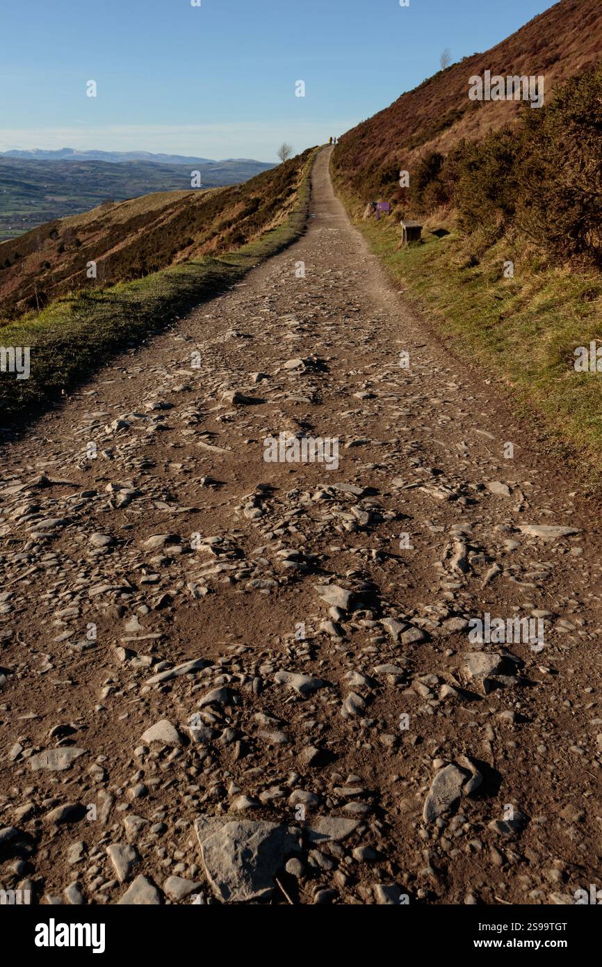 Offa's Dyke path on Moel Famau, Clwydian Range AONB, North Wales Stock ...